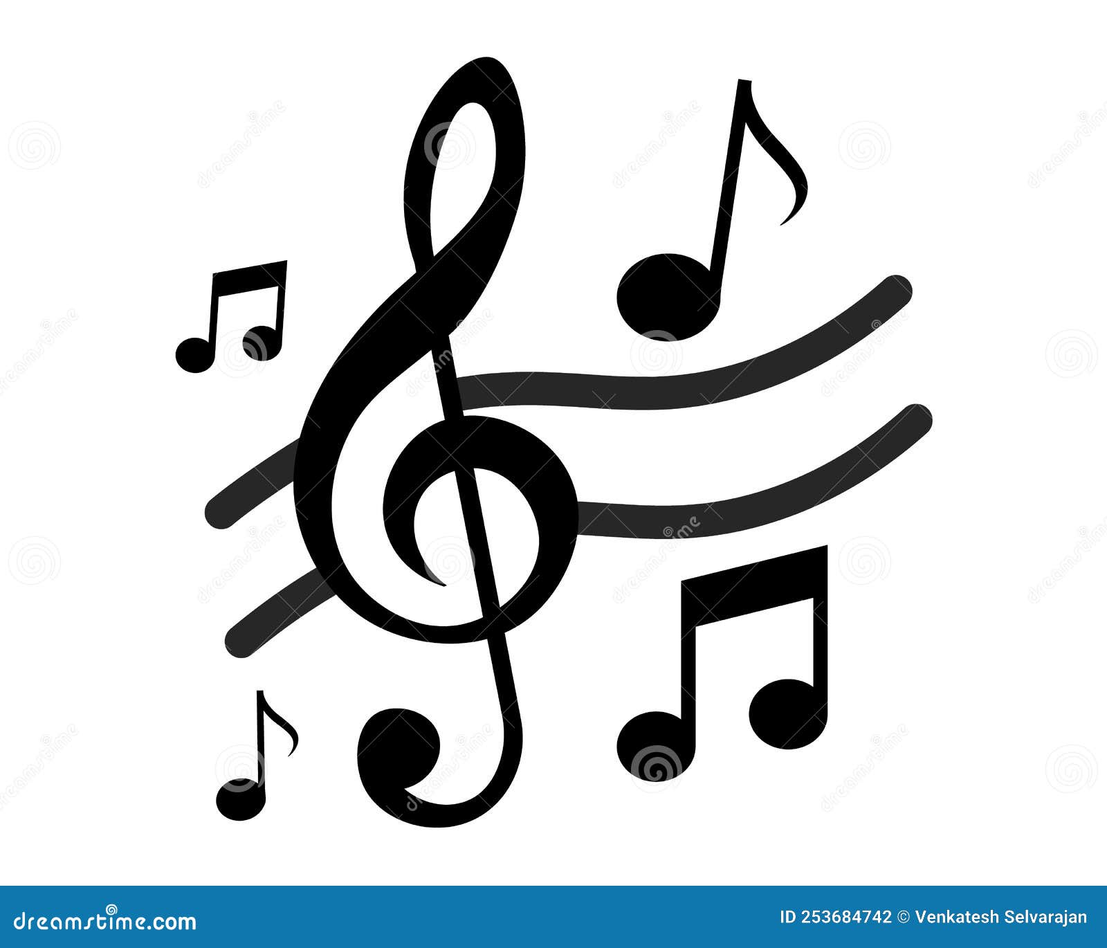 Music Notes and Clef in Back and White Stock Vector - Illustration of ...