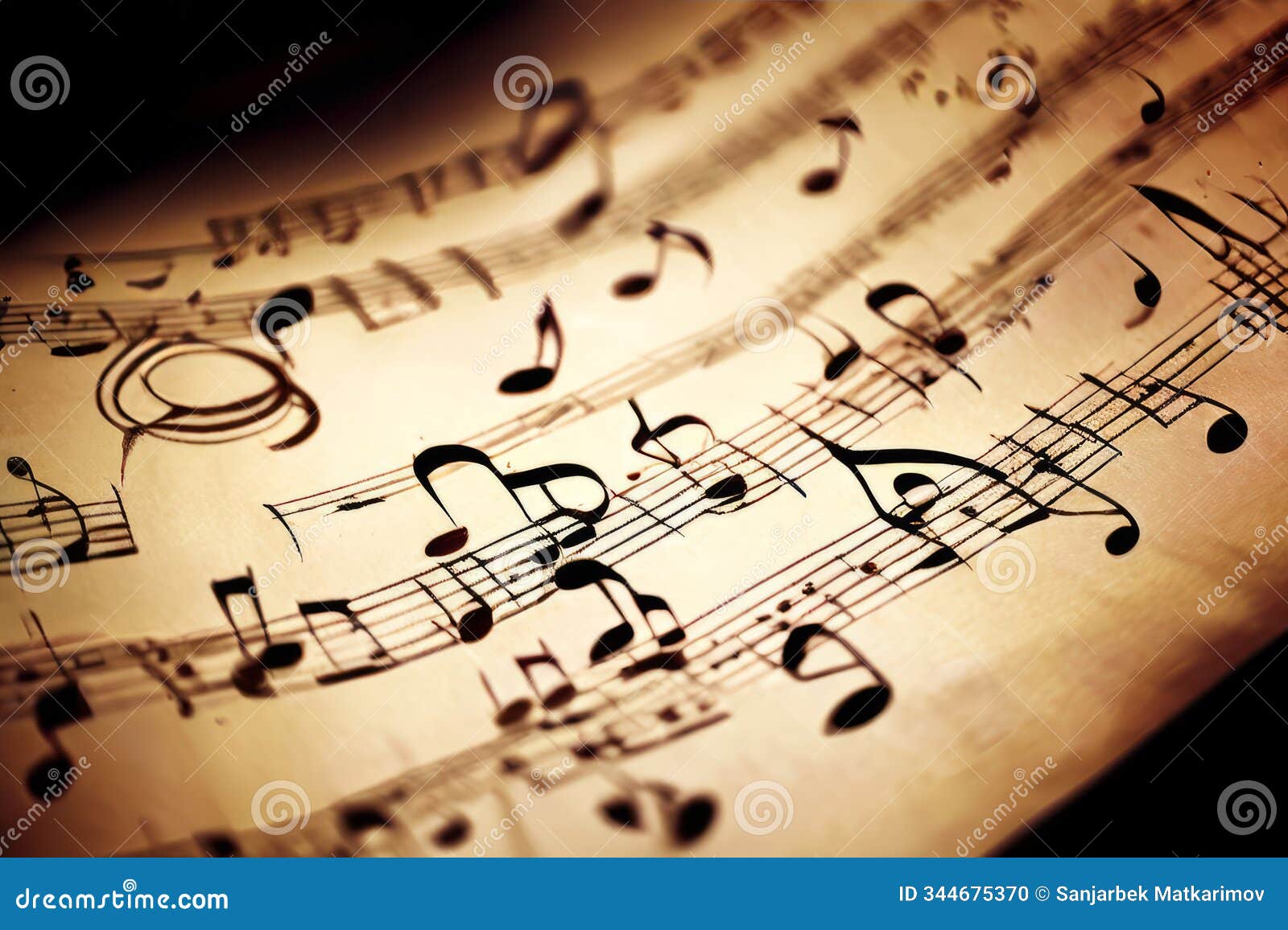 Music Notes a Close Up of Music Notes with Swirling Patterns and Stock ...