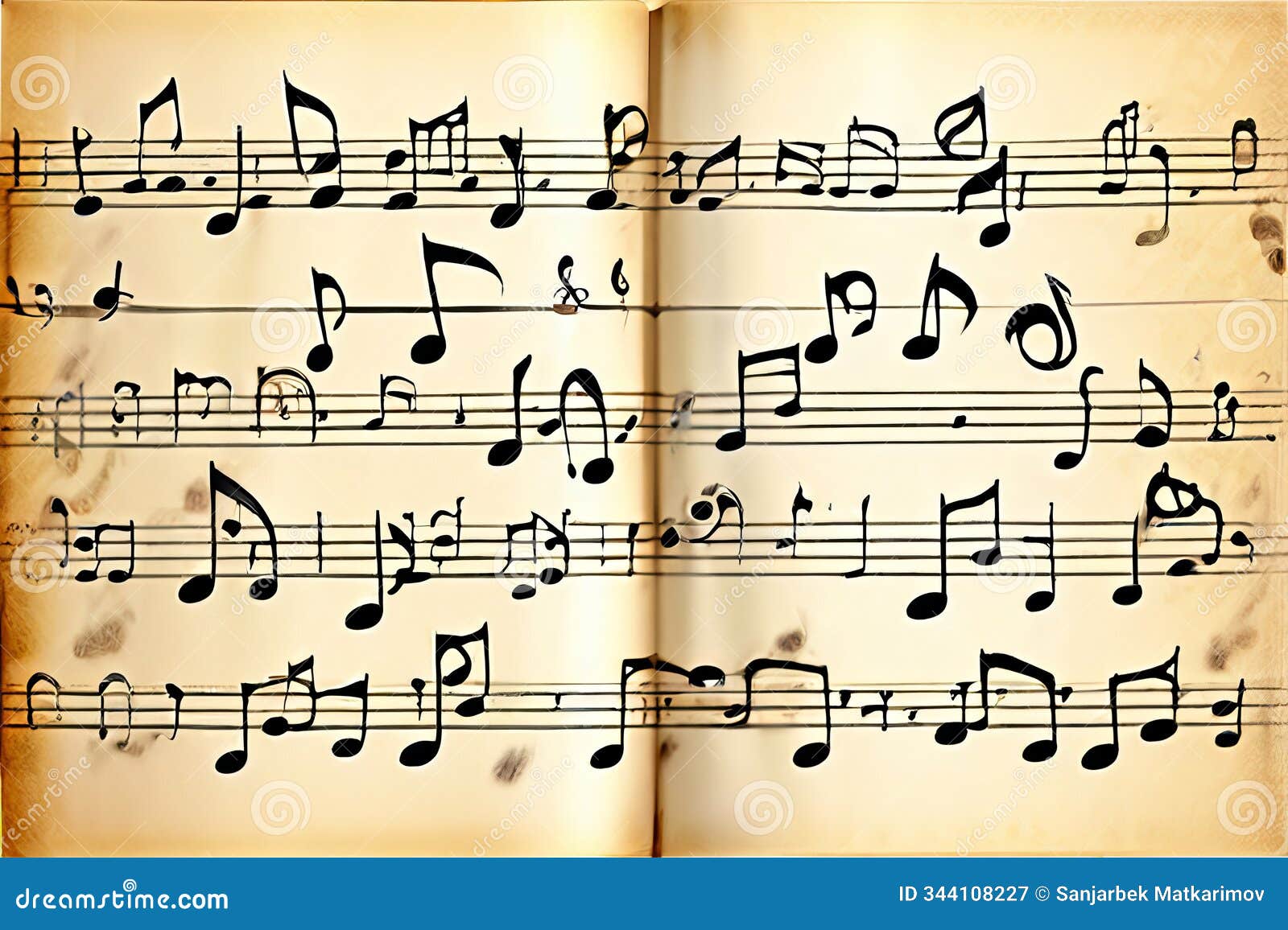 Music Notes a Close Up Pattern of Musical Notes and Symbols in V Stock ...