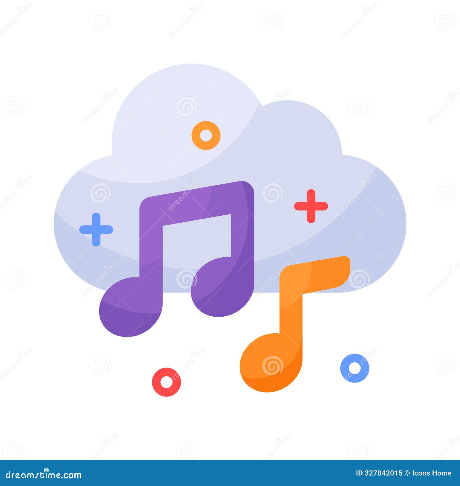 Music Notes with Cloud Denoting Concept Icon of Music App, Cloud Music ...