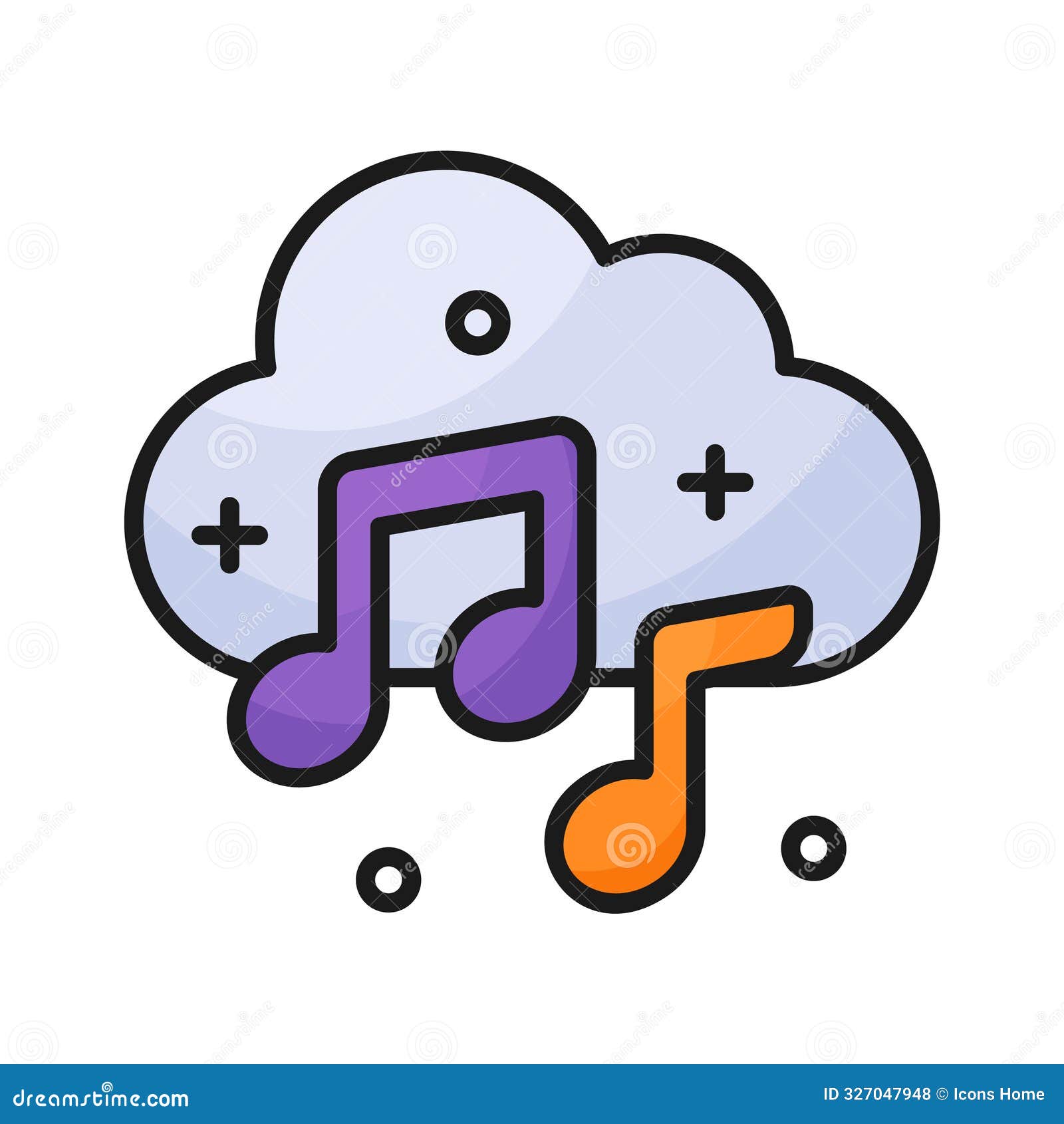 Music Notes with Cloud Denoting Concept Icon of Music App, Cloud Music ...