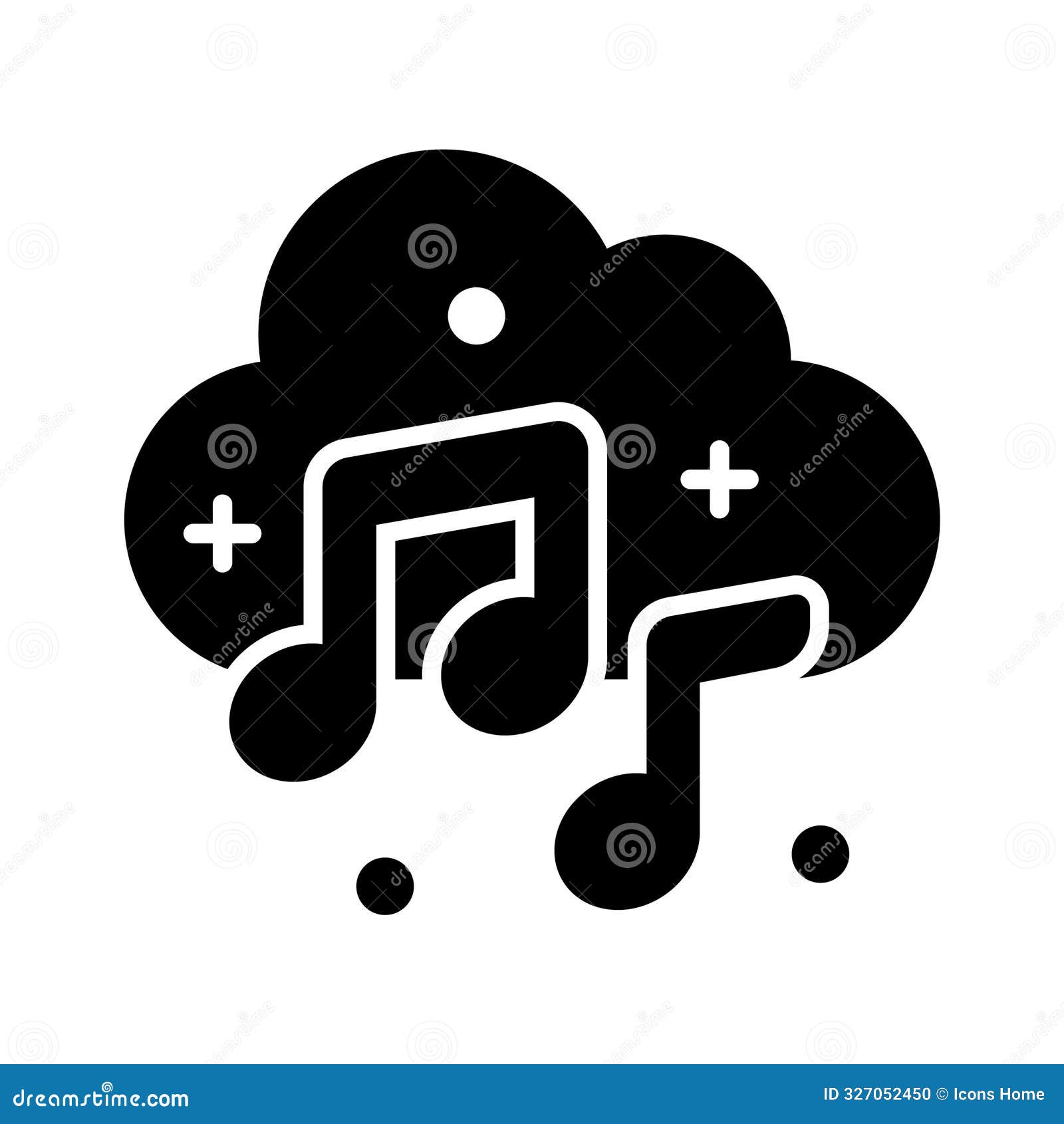 Music Notes with Cloud Denoting Concept Icon of Music App, Cloud Music ...