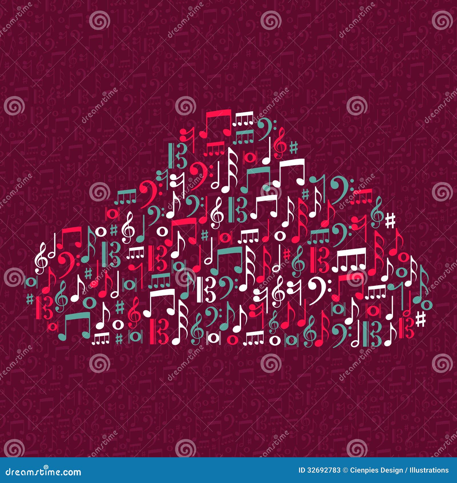 Music Notes Cloud Shape Illustration Stock Vector - Illustration of ...
