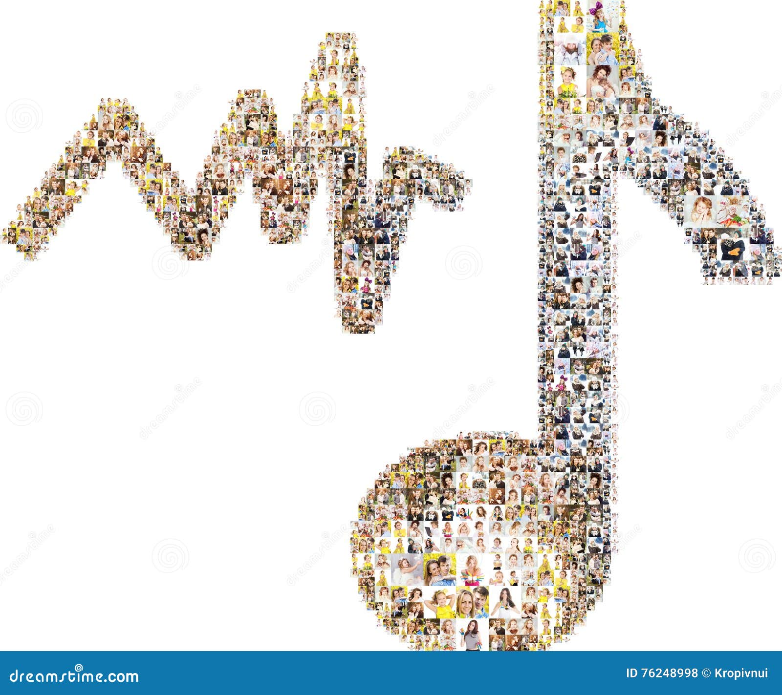 Music Notes from Collage of Faces Stock Photo - Image of music, people ...