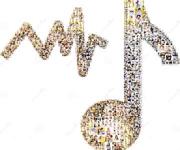 Music Notes from Collage of Faces Stock Photo - Image of music, people ...