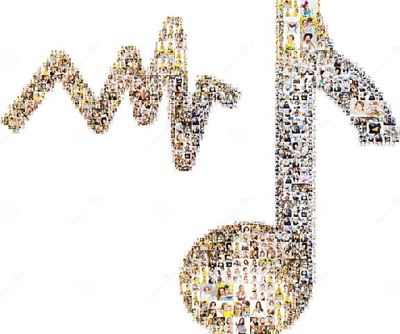 Music Notes from Collage of Faces Stock Photo - Image of music, people ...