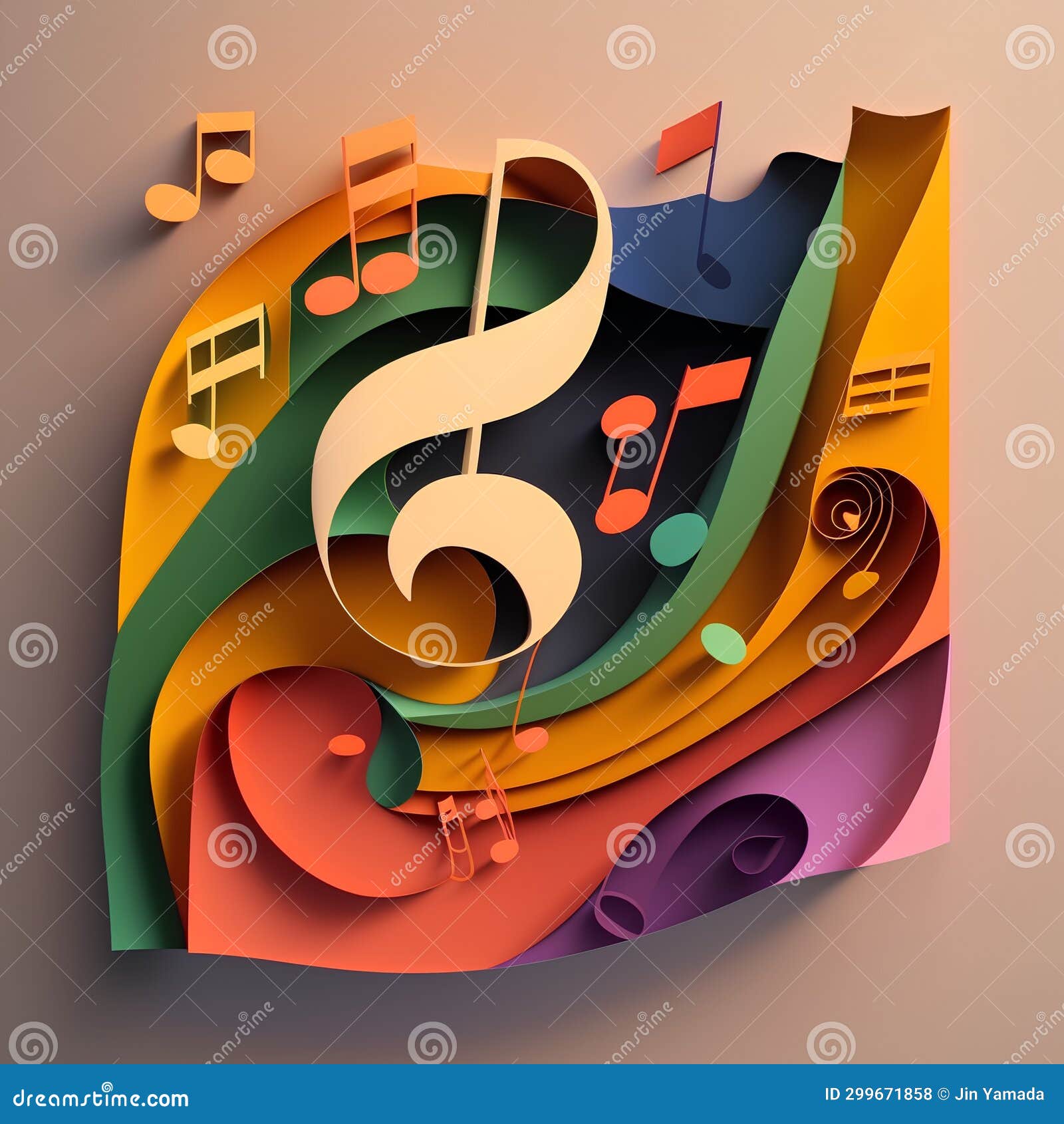 Music Notes on Colorful Paper Background. Vector Illustration. Eps 10 ...