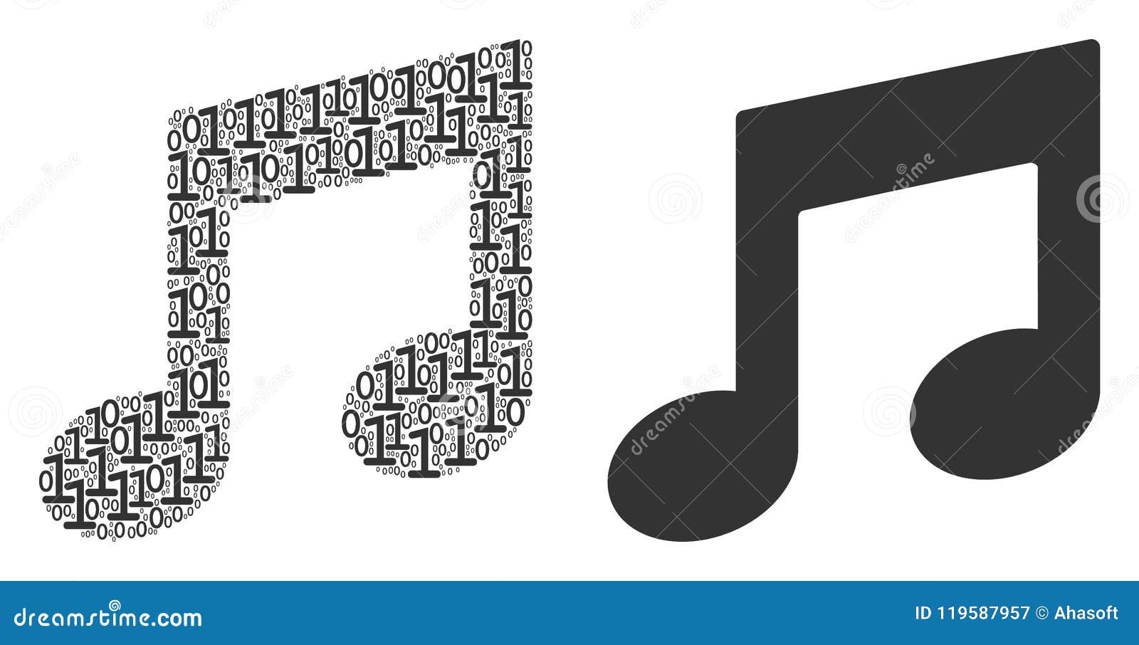 Music Notes Composition of Binary Digits Stock Vector - Illustration of ...