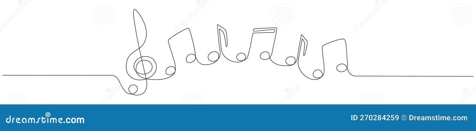 Music Notes Continuous One Line Drawing. Stock Vector - Illustration of ...