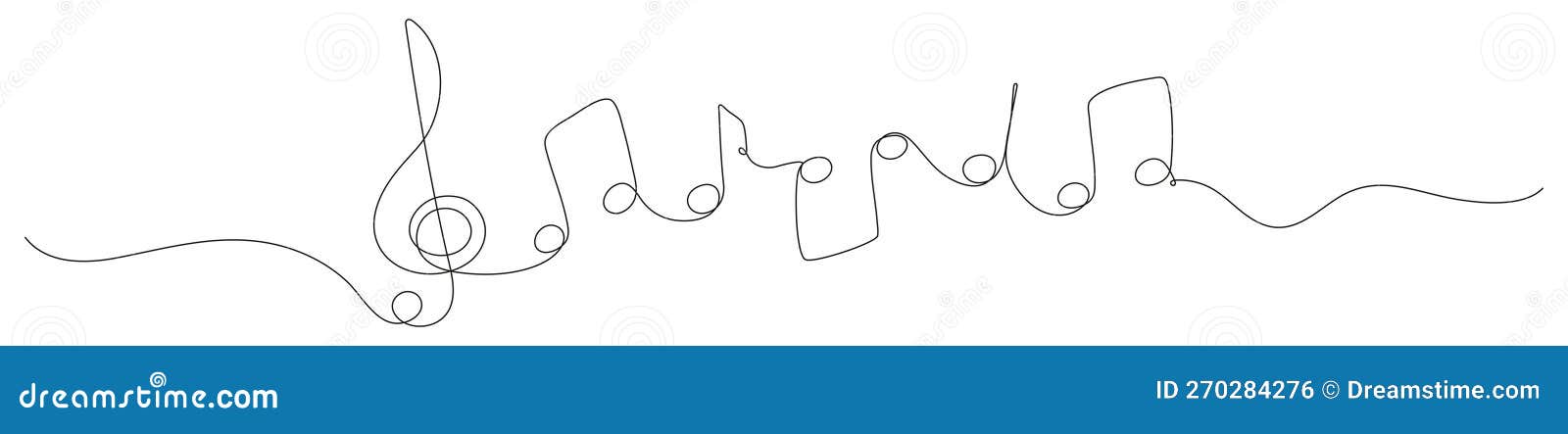 Music Notes Continuous One Line Drawing. Stock Vector - Illustration of ...