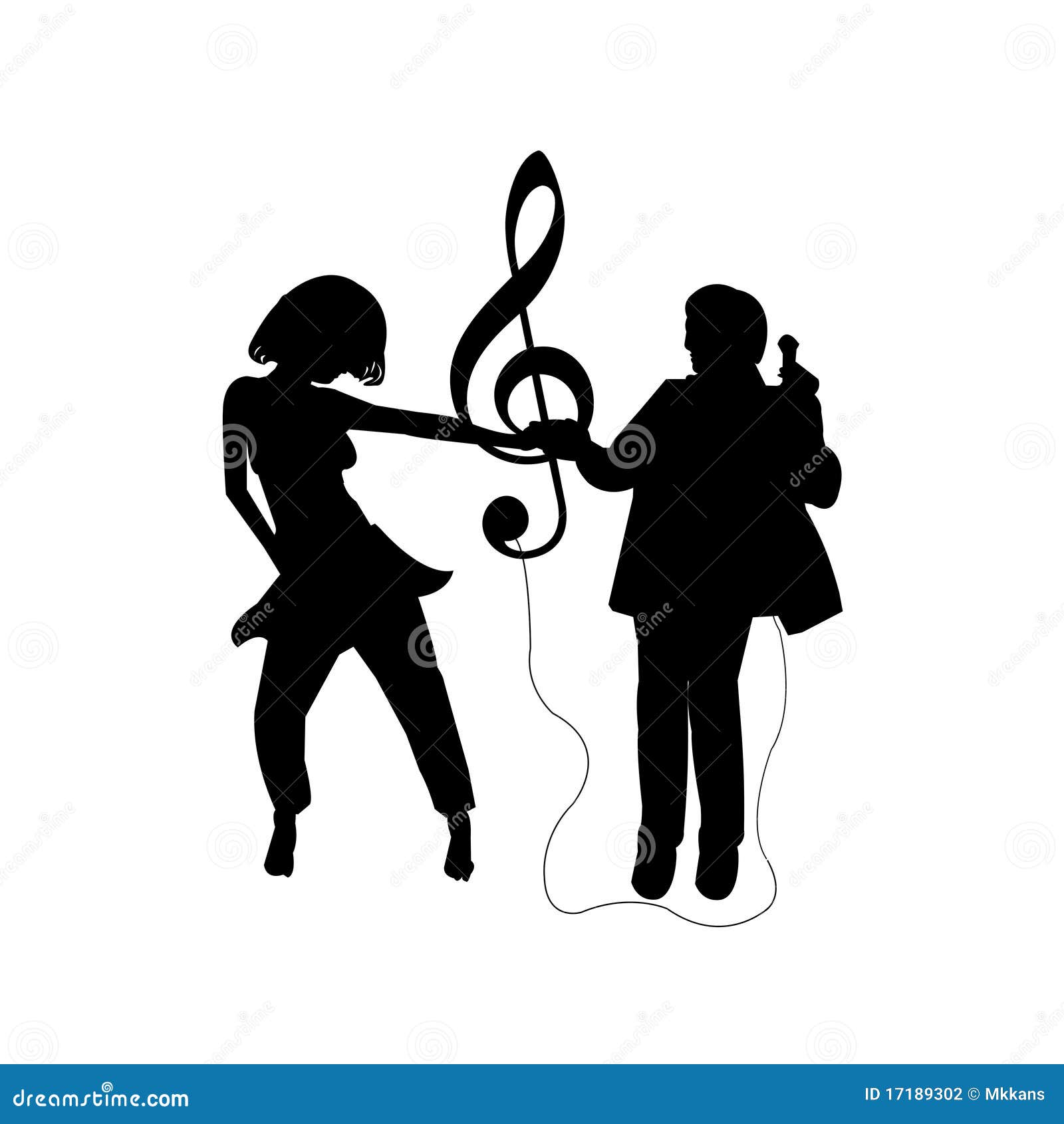 Music notes with couple stock illustration. Illustration of composition ...