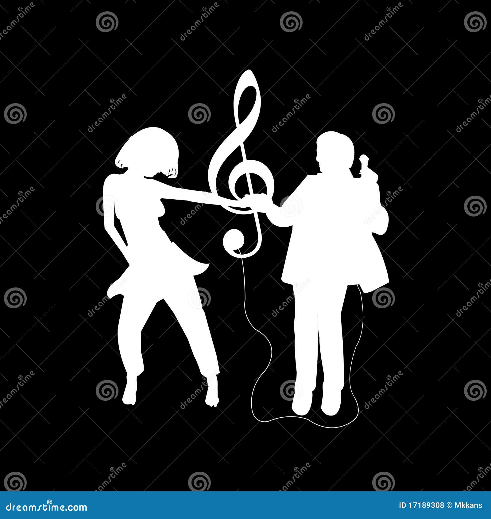 Music notes with couple stock illustration. Illustration of creativity ...