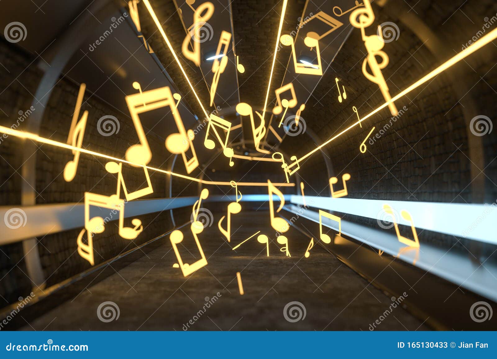 Music Notes with Dark Background, Floating Notes, 3d Rendering Stock ...