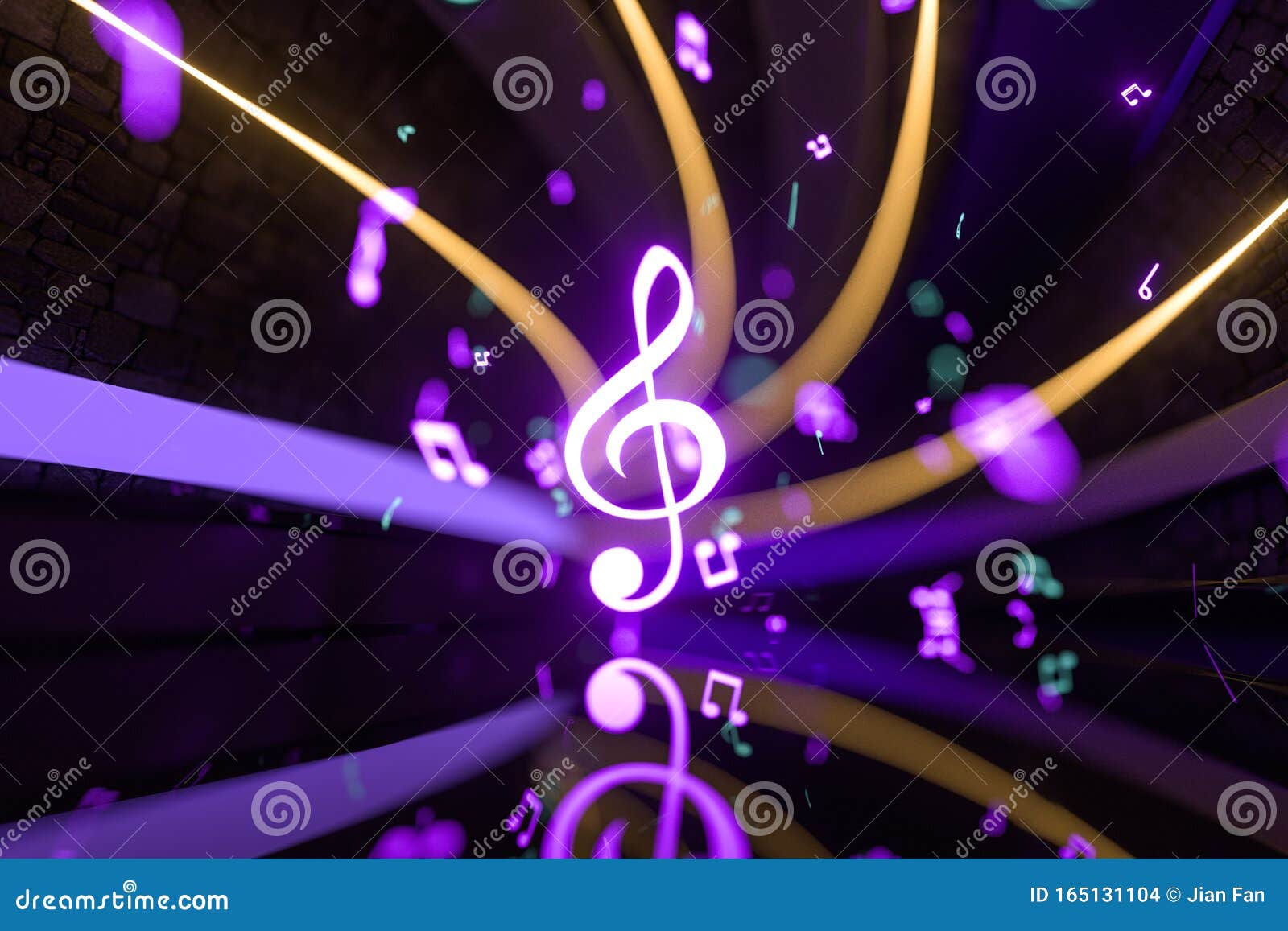 Music Notes with Dark Background, Floating Notes, 3d Rendering Stock ...