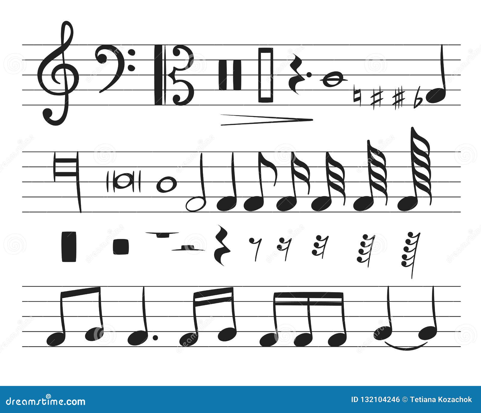 Music Notes for Decoration Design Stock Vector - Illustration of curve ...