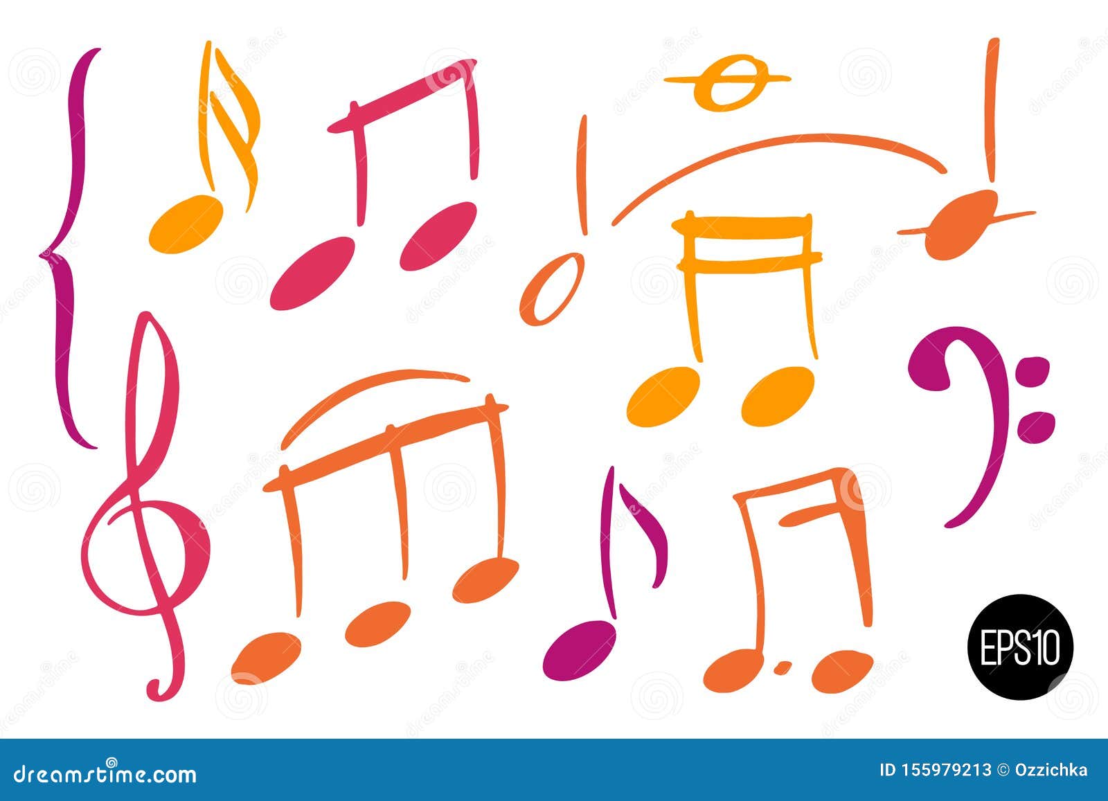 Music Notes Design Elements in Doodle Style. Sheet Music Illustration ...