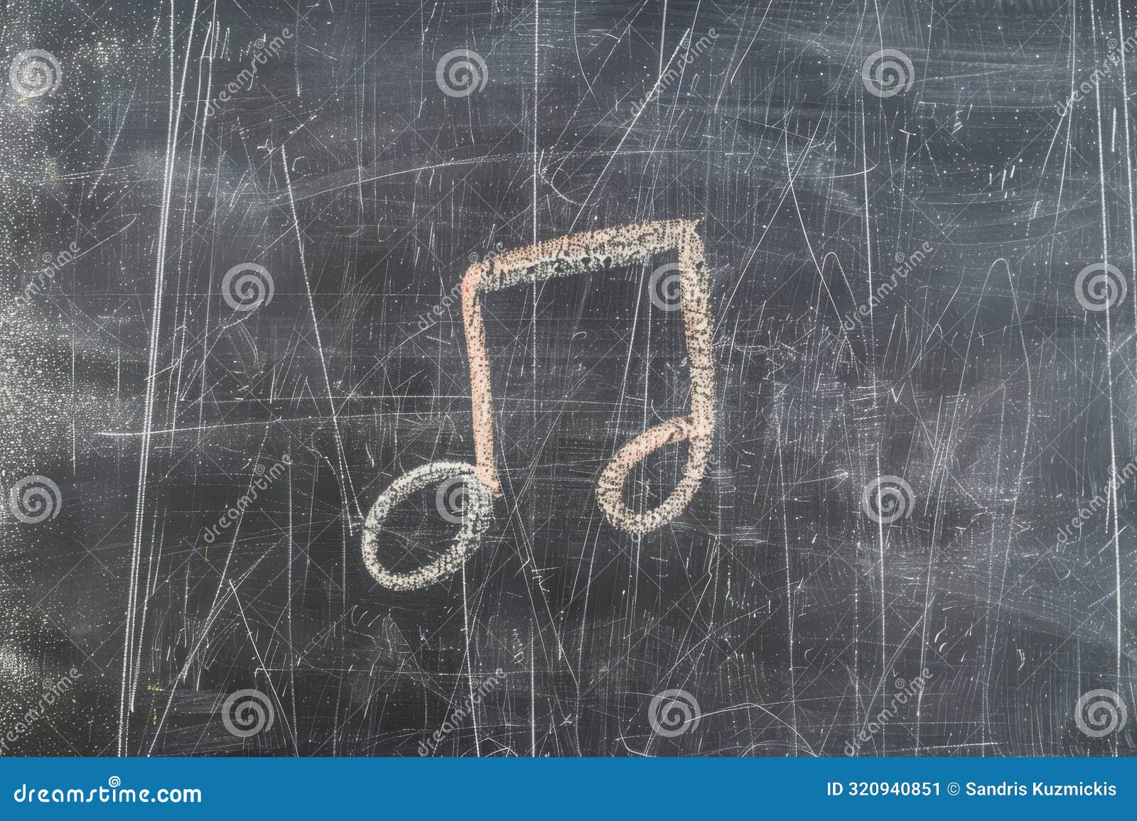 Music Notes Drawn with Chalk on a Blackboard. Generative AI. Stock ...