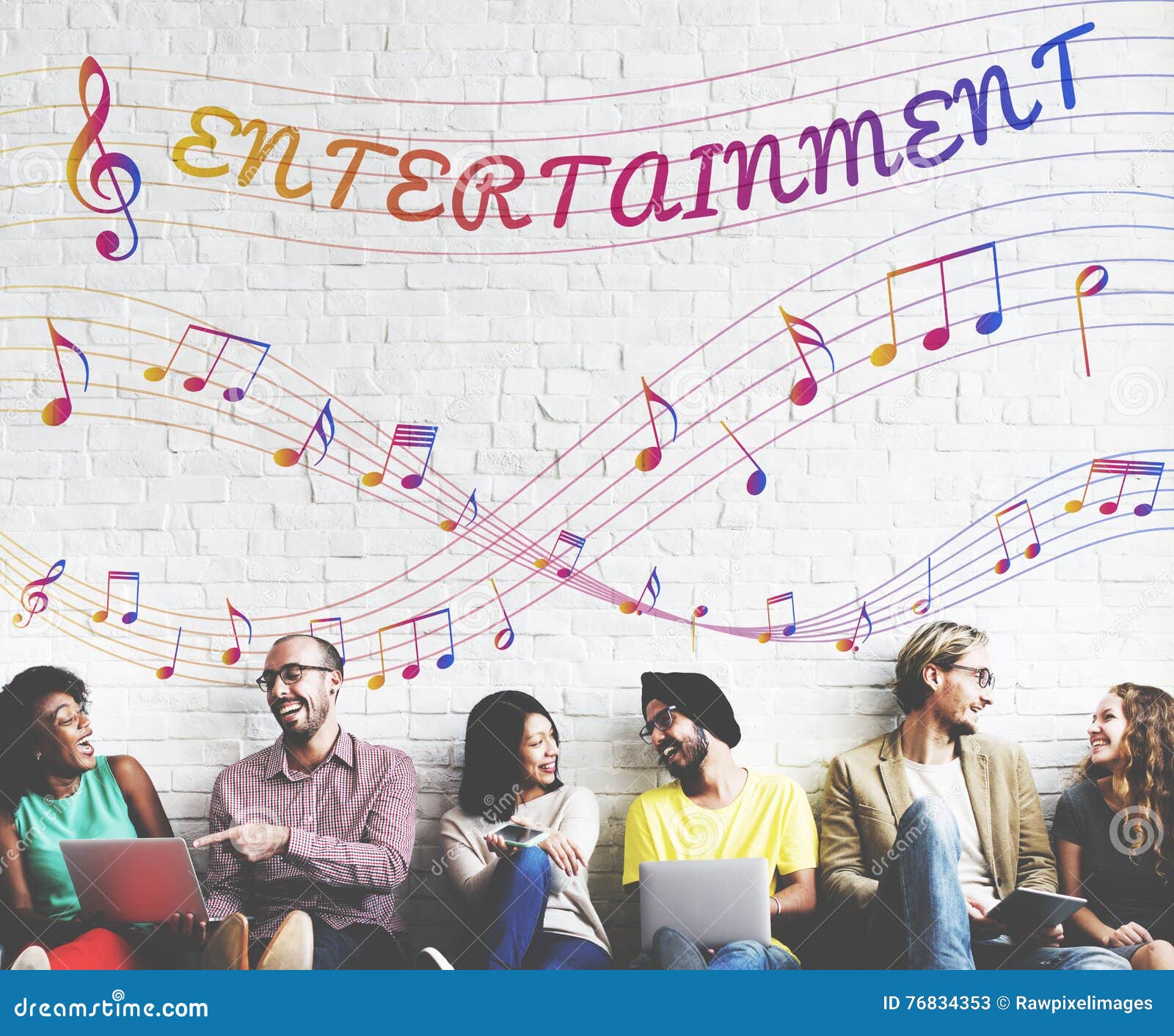 Music Notes Entertainment Melody Listening Concept Stock Image - Image ...