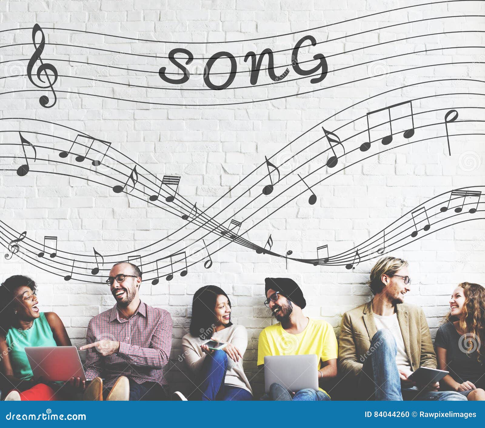 Music Notes Entertainment Melody Listening Concept Stock Photo - Image ...