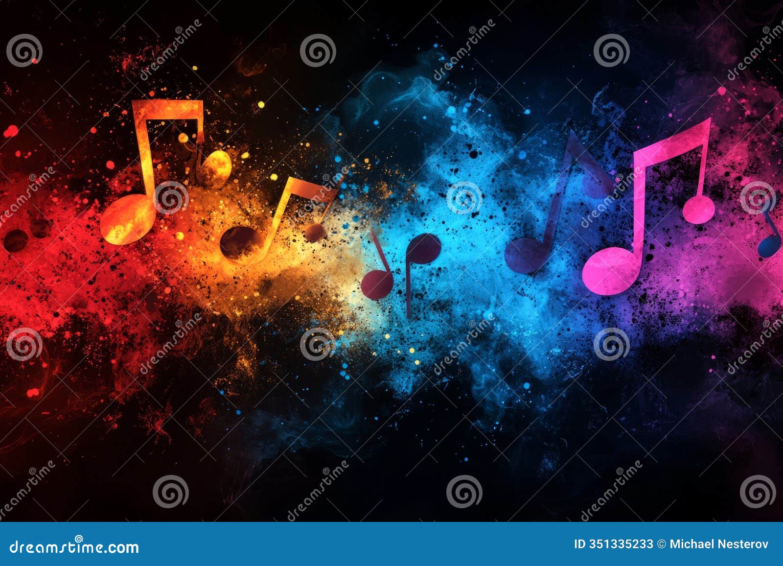 Music Notes Exploding with Vibrant Colors Creating an Abstract and ...
