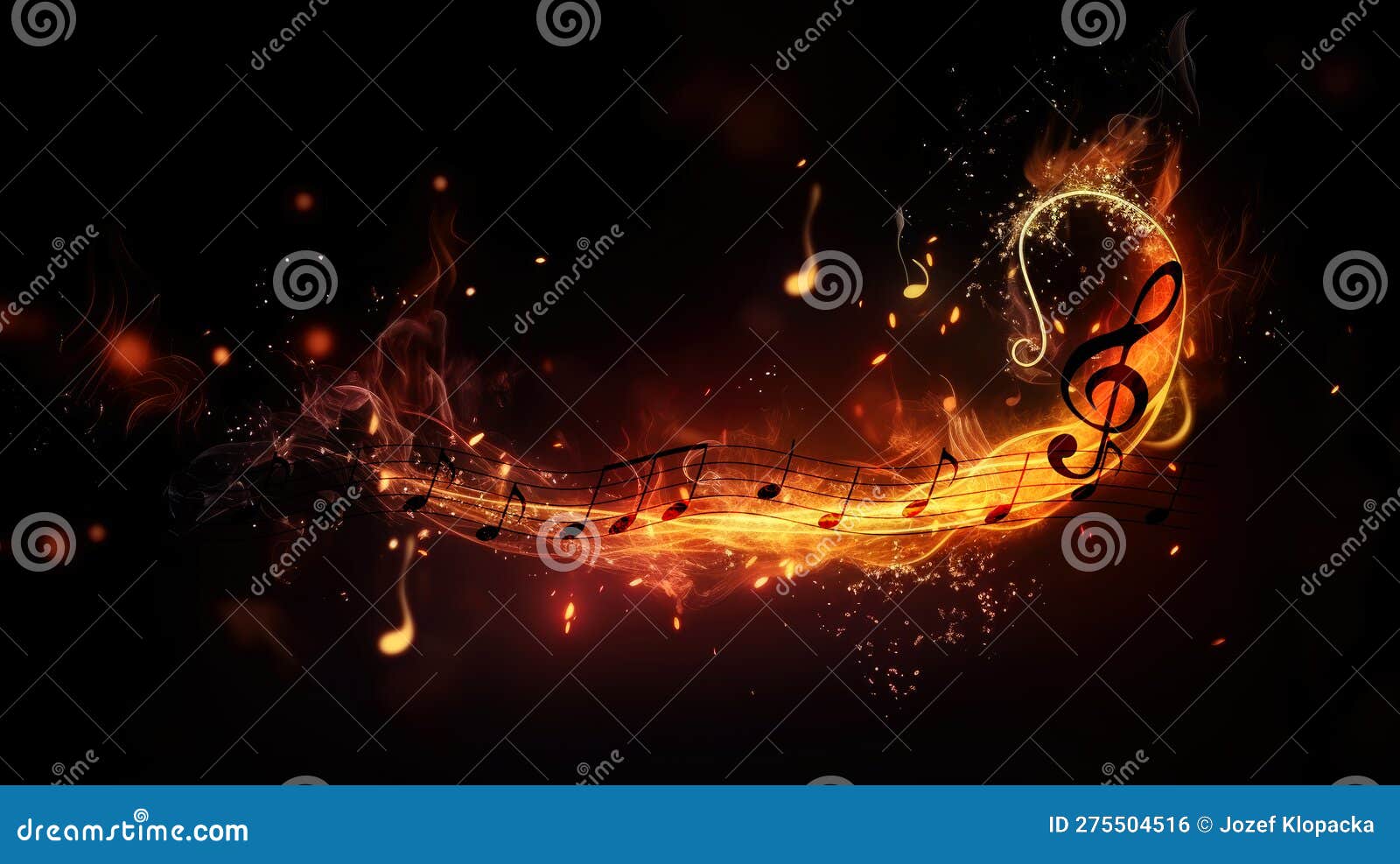 Music Notes on Fire Abstract Background. Generative Ai. Stock ...