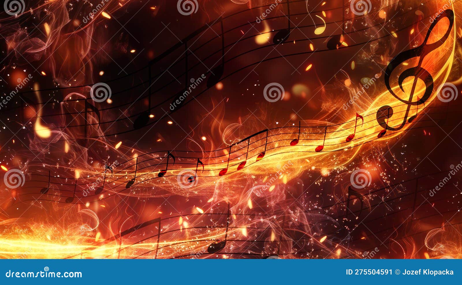 Music Notes on Fire Abstract Background. Generative Ai. Stock ...