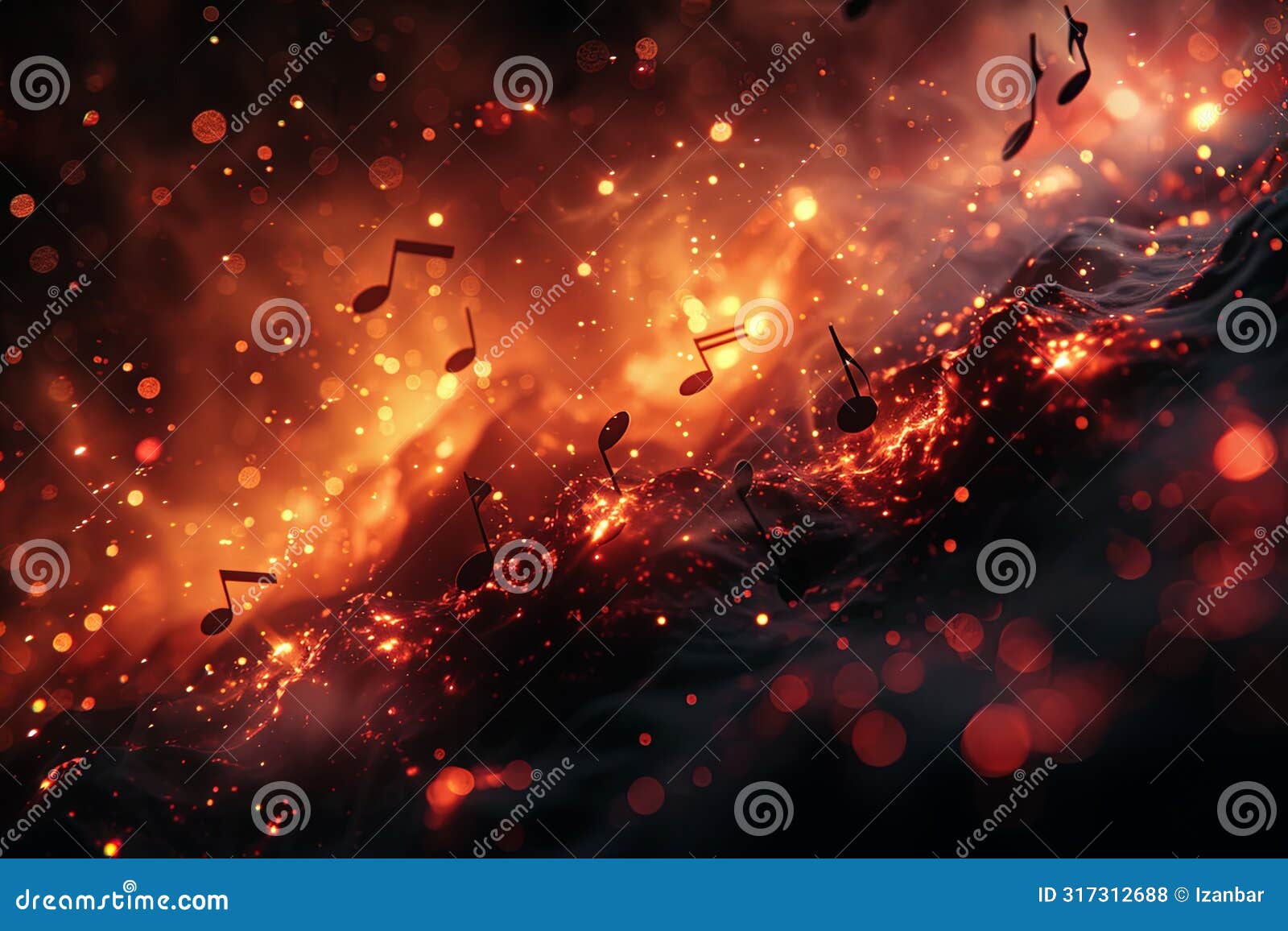 Music Notes Music on Flames Generative AI Stock Illustration ...