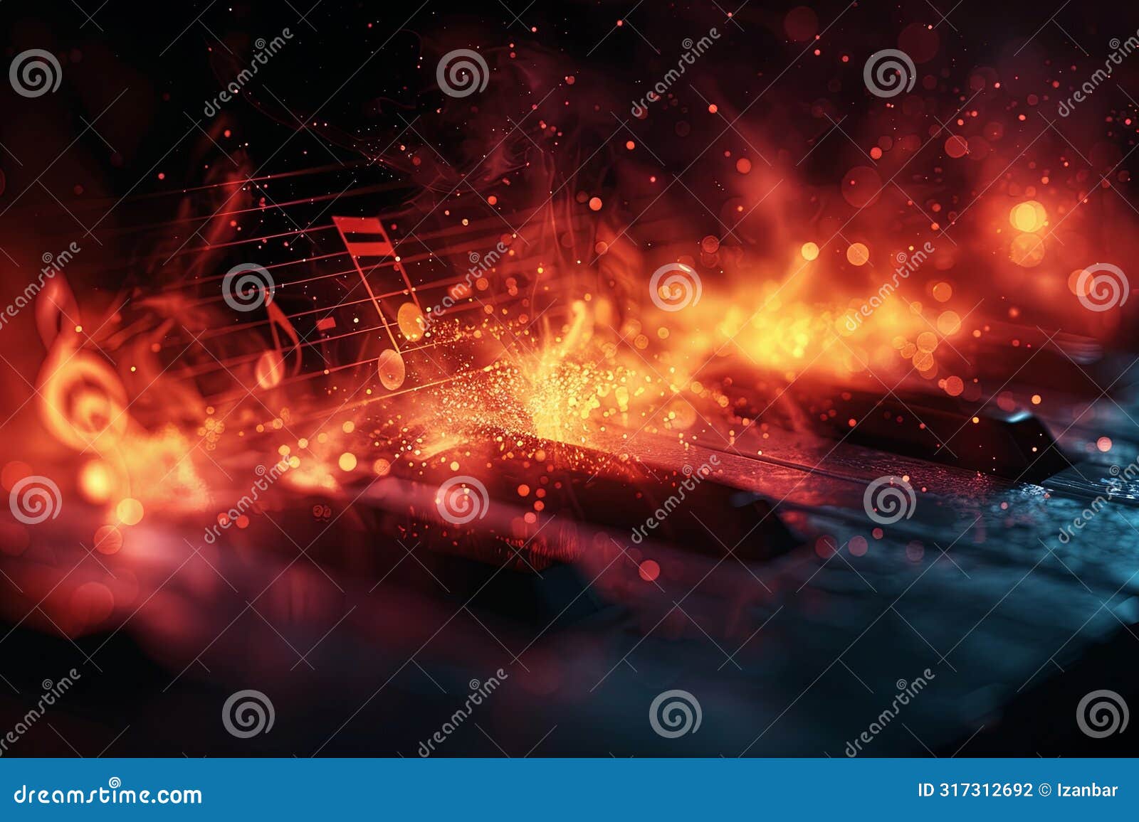 Music Notes Music on Flames Generative AI Stock Illustration ...
