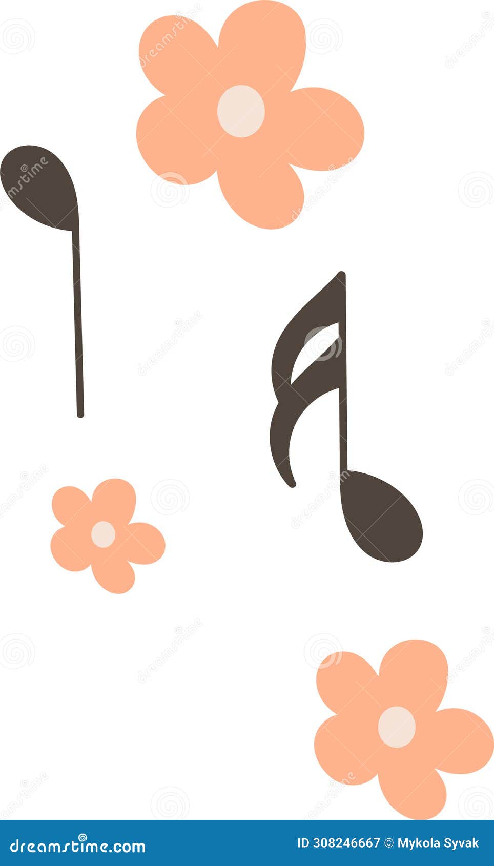 Music Notes and Flowers Pattern Stock Vector - Illustration of symbol ...