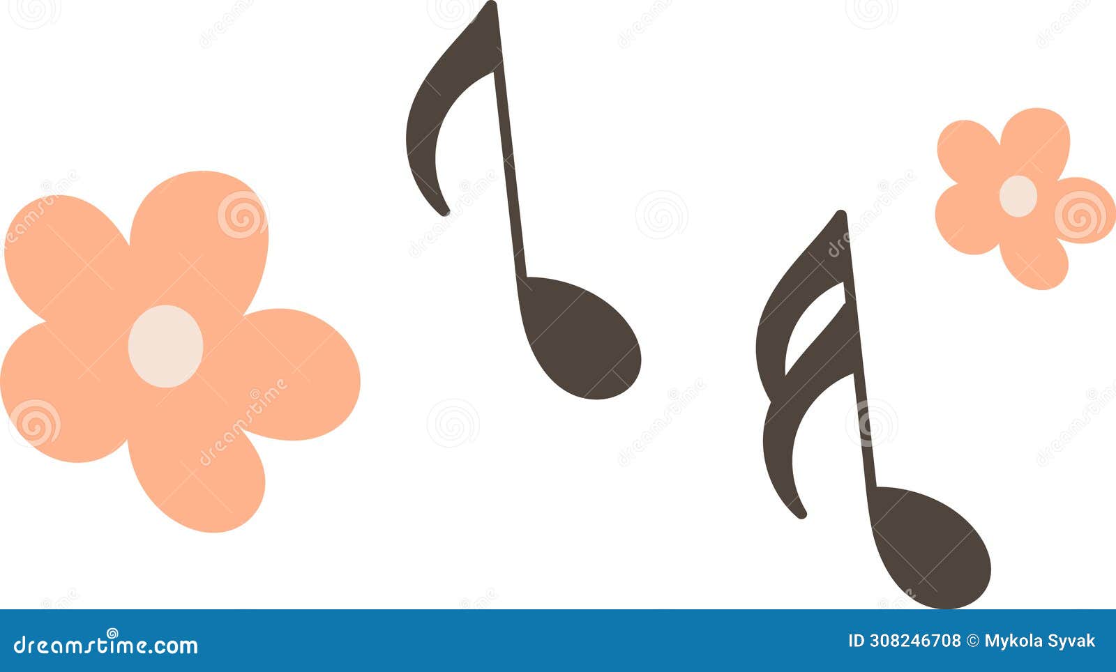 Music Notes and Flowers Pattern Stock Vector - Illustration of nature ...