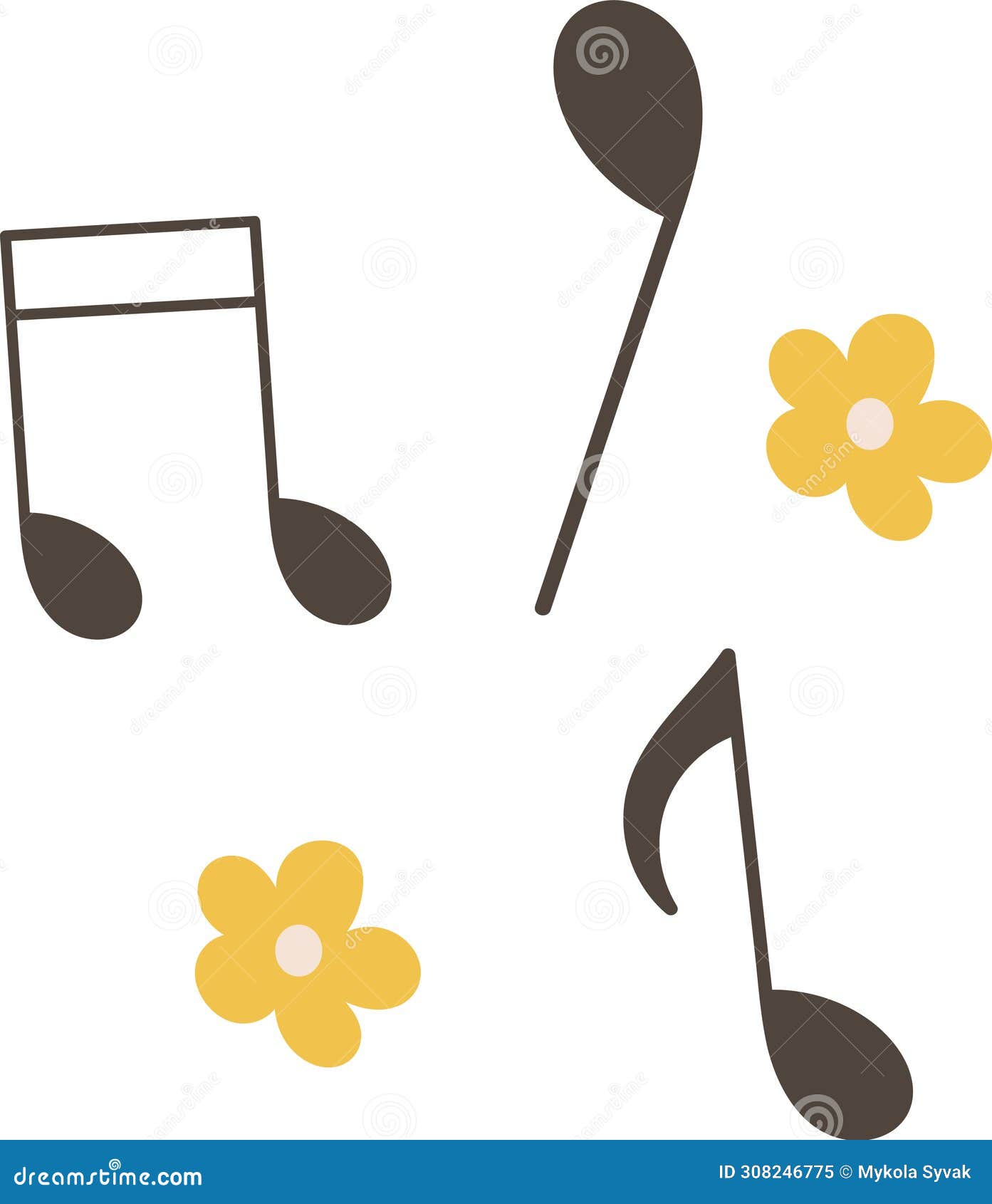 Music Notes and Flowers Pattern Stock Vector - Illustration of music ...