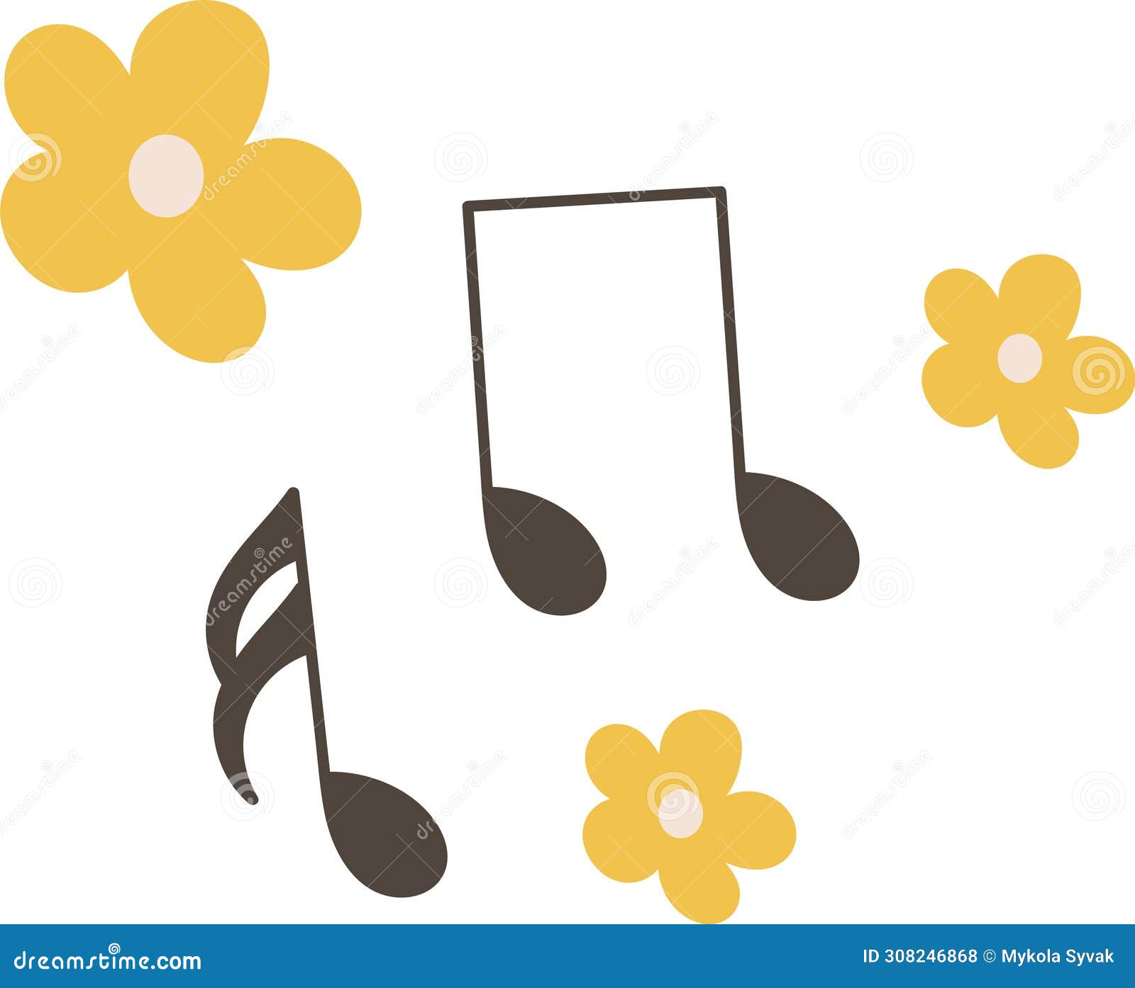 Music Notes and Flowers Pattern Stock Vector - Illustration of blossom ...