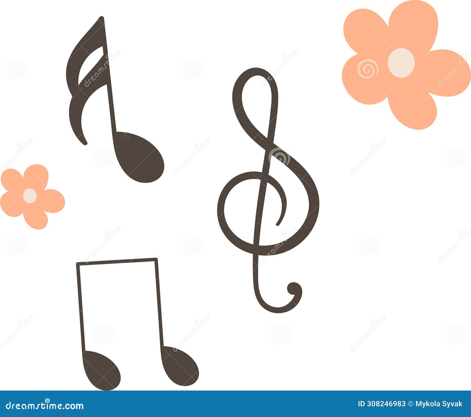 Music Notes and Flowers Pattern Stock Vector - Illustration of music ...