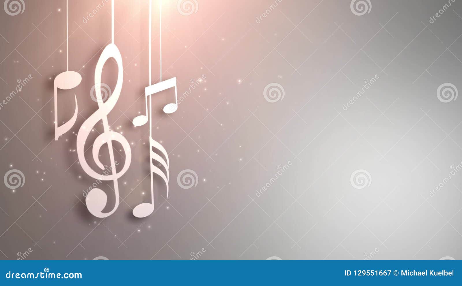 Music Notes Flowing Hanging on Strings and Falling from the Ceiling ...