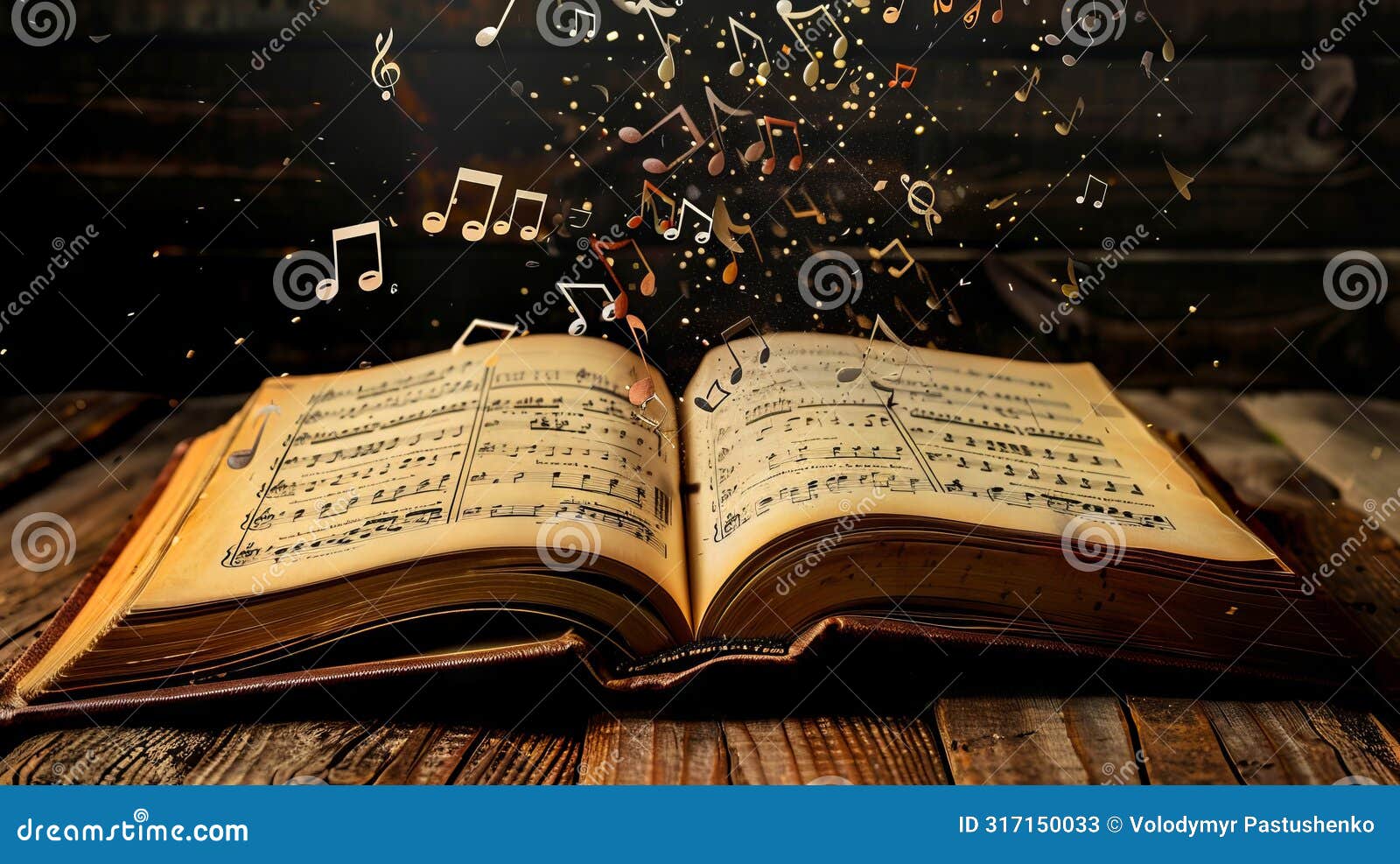 Music Notes Flying Out of an Open Book Stock Image - Image of confetti ...