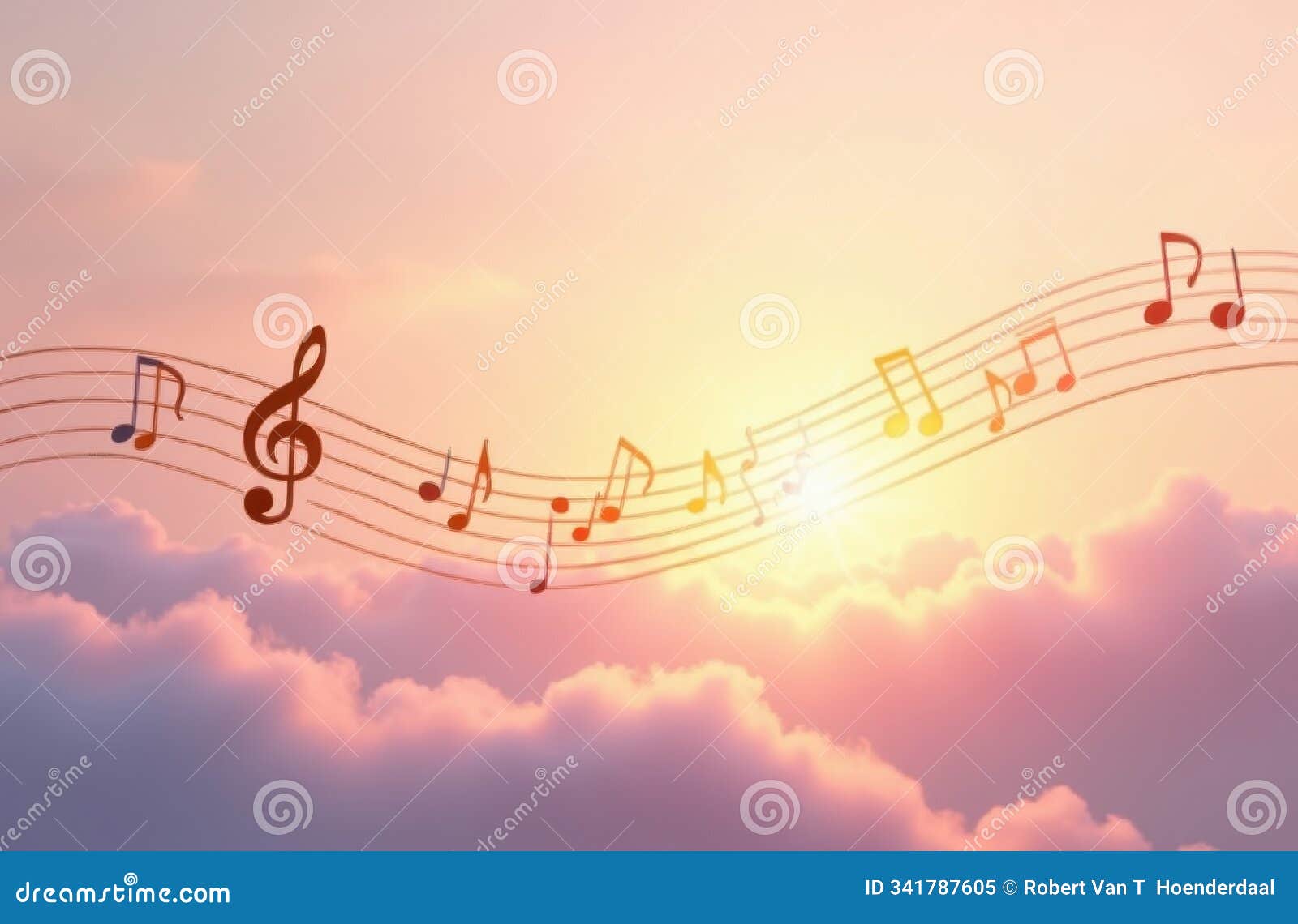 Music Notes Flying in a Red Sky at 22-10-2024 Stock Illustration ...