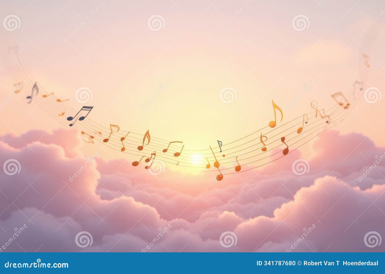 Music Notes Flying in a Red Sky at 22-10-2024 Stock Illustration ...
