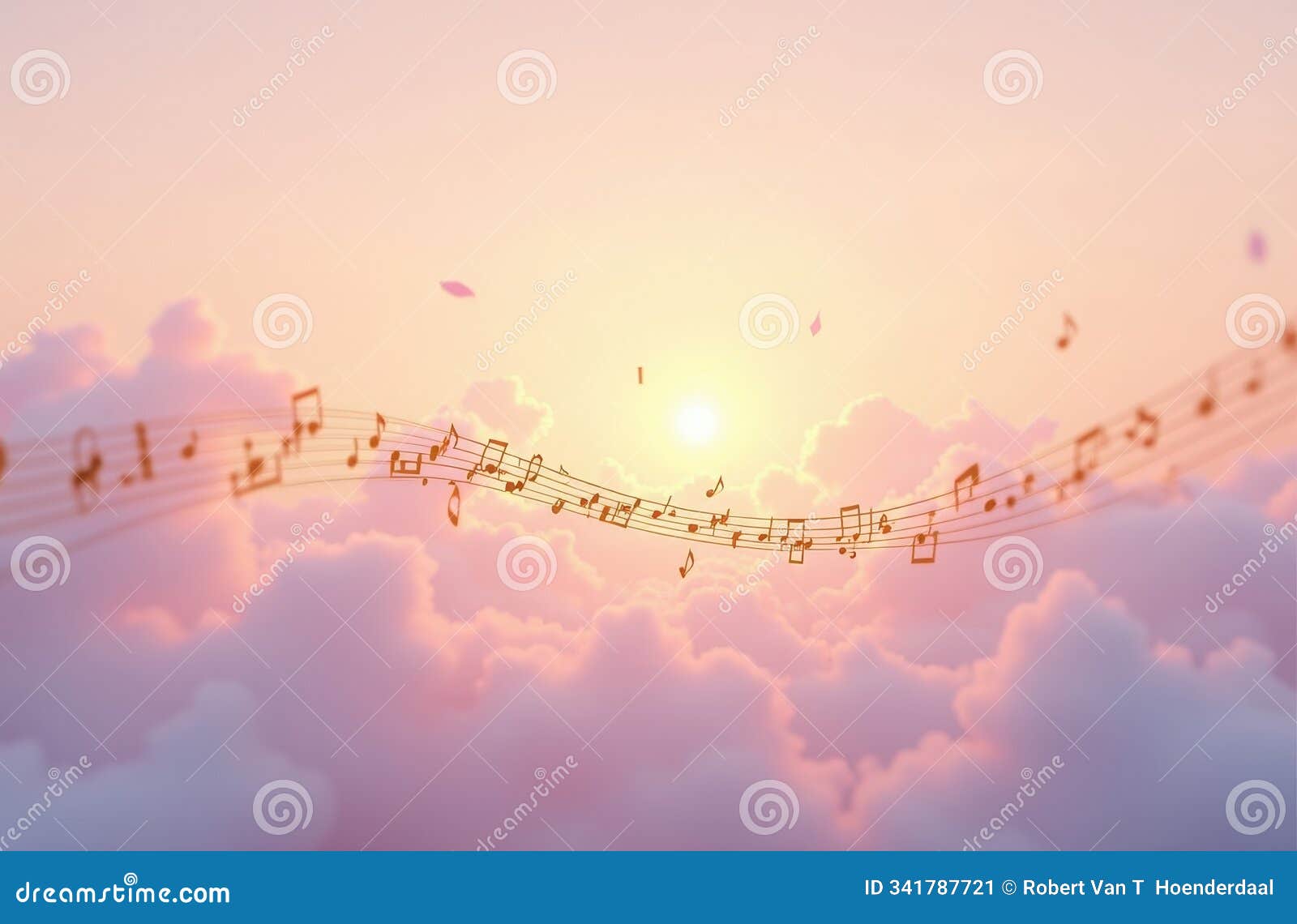 Music Notes Flying in a Red Sky at 22-10-2024 Stock Illustration ...