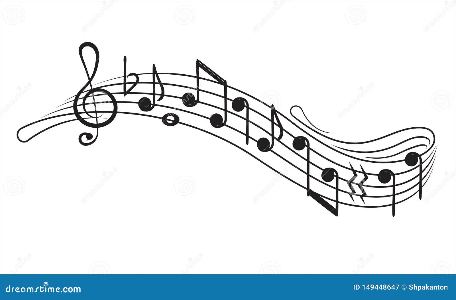 Music Notes On Wavy Staff