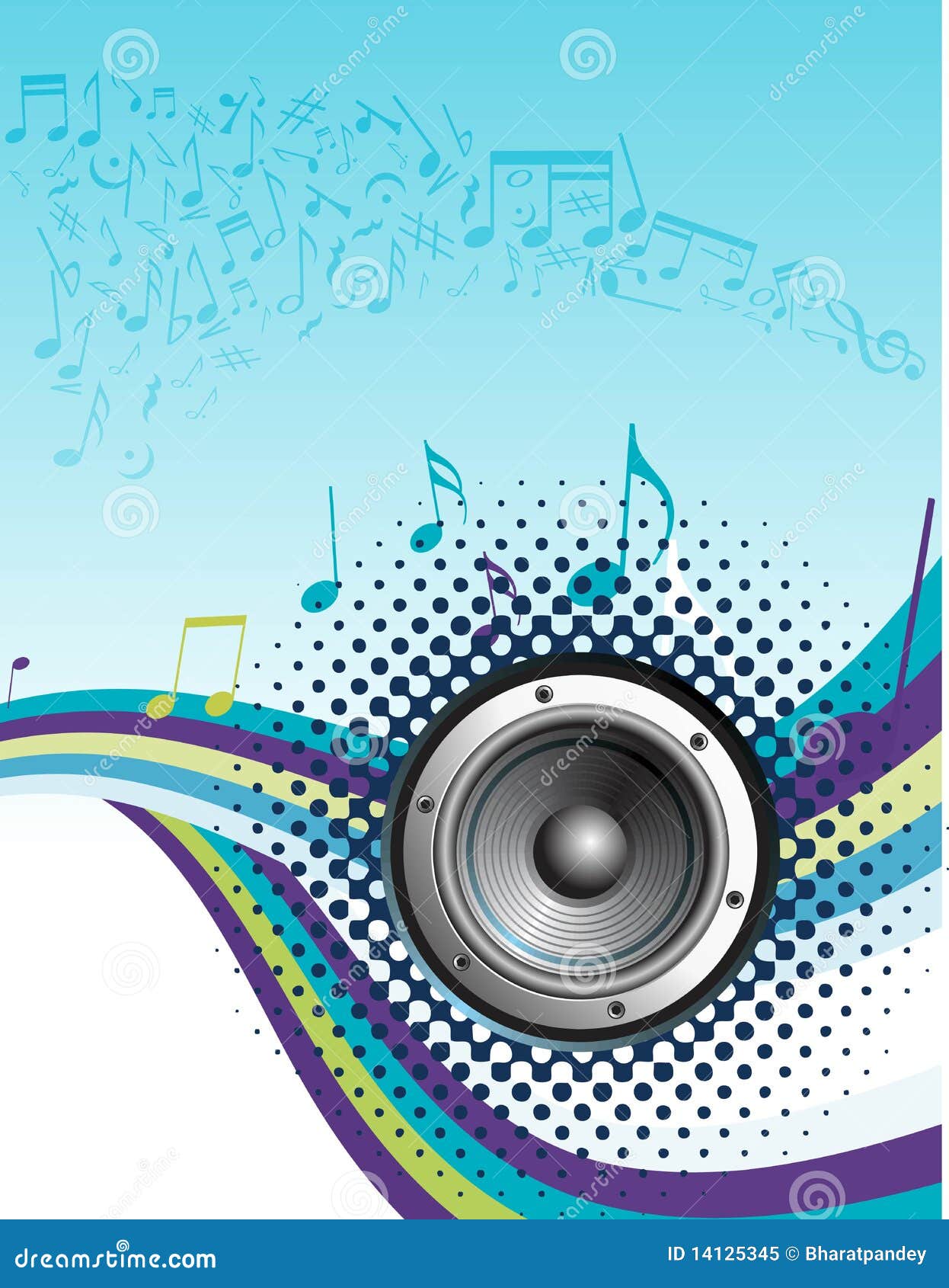 Music Notes with Halftone Wave Stock Vector - Illustration of artistic ...