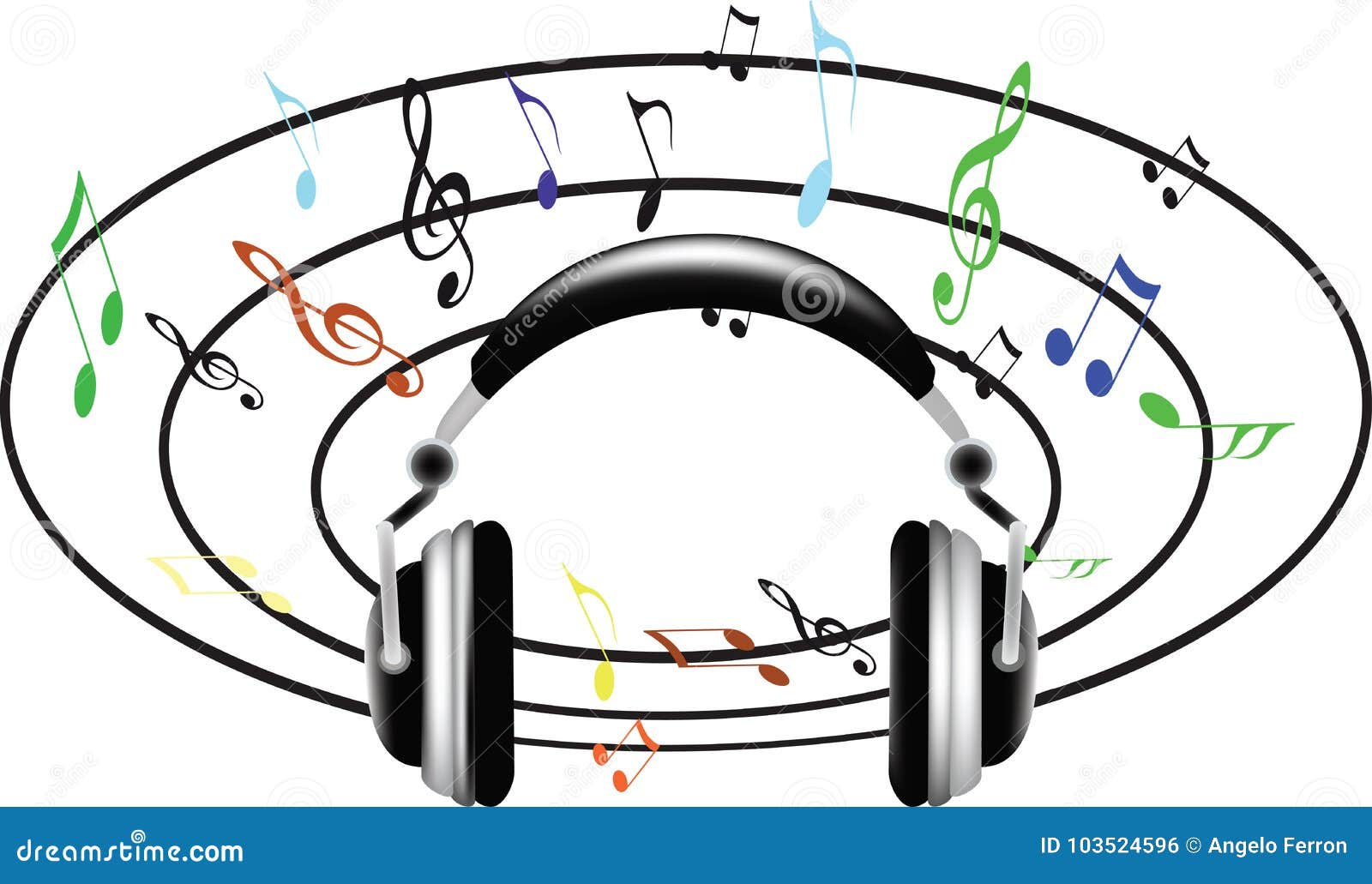 Music Notes with Headphones for Music Stock Vector - Illustration of ...