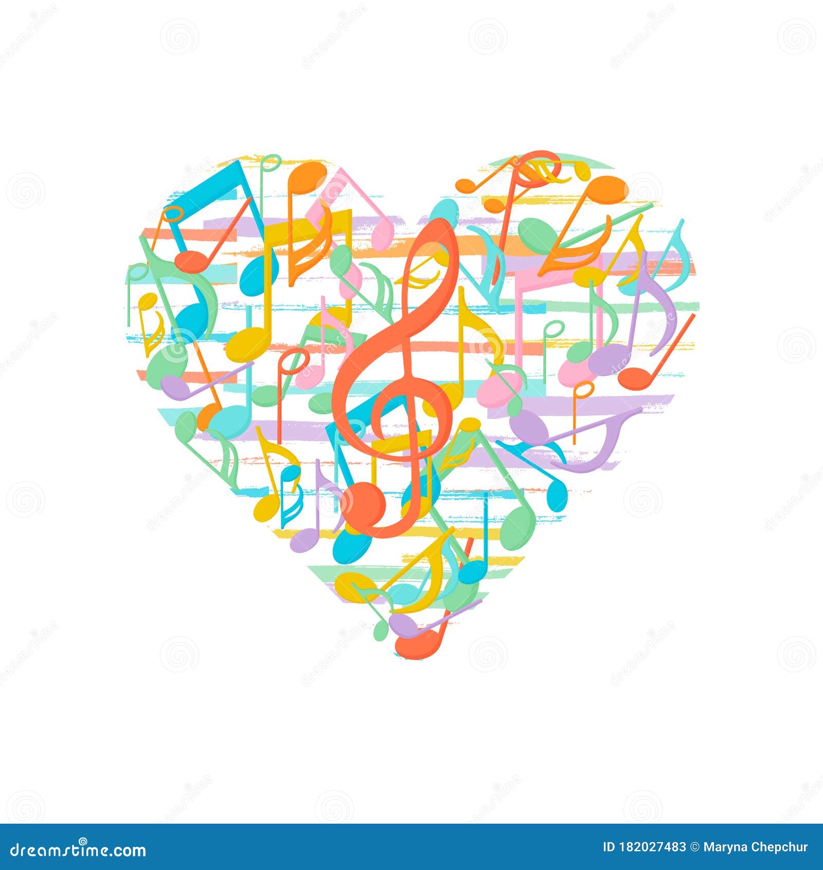 Music Notes in a Heart Shape. Decorative Design Element Stock Vector ...