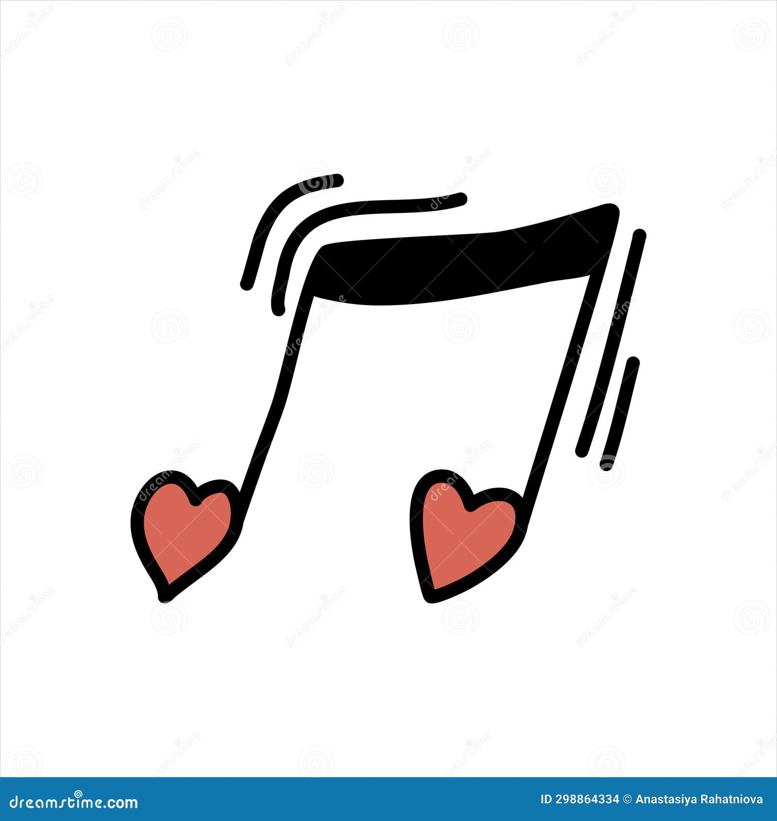 Music Notes with Hearts, Vector Doodle Illustration Stock Illustration ...
