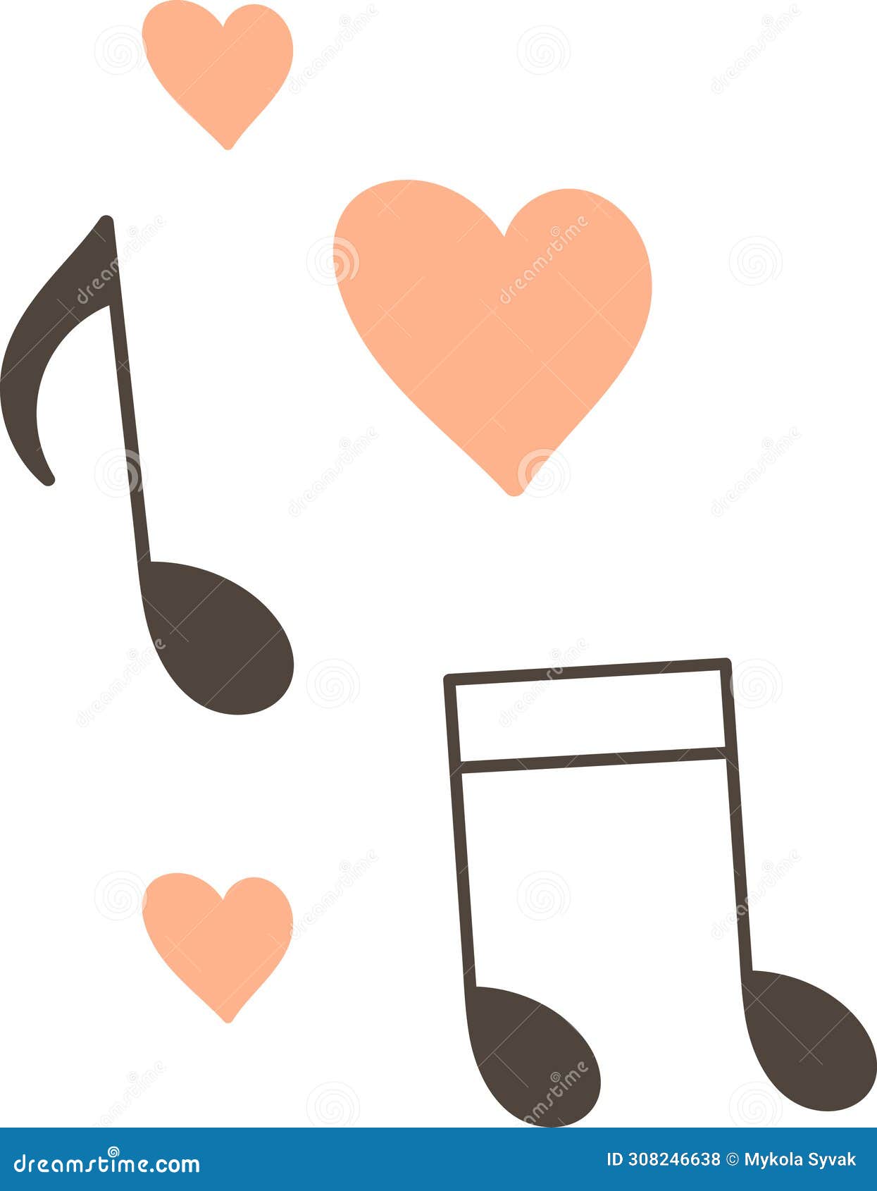 Music Notes with Hearts stock vector. Illustration of song - 308246638