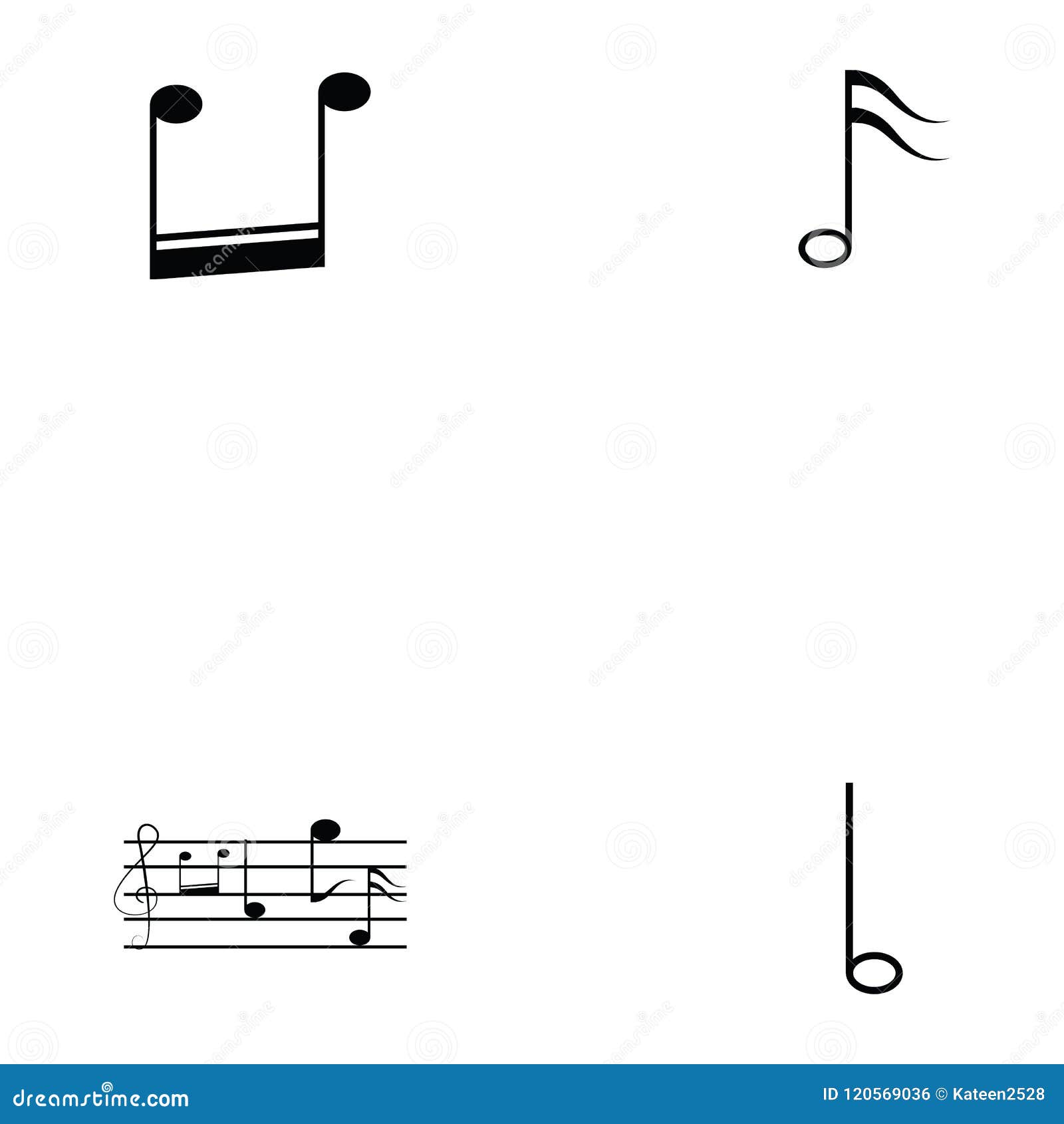 Music notes icon set stock vector. Illustration of bass - 120569036