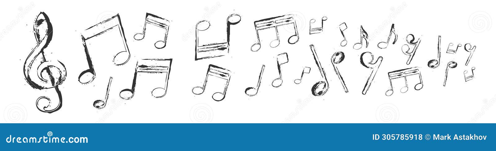 Music Notes Icon Set. Doodle Musical Note Icons. Music Elements Stock ...