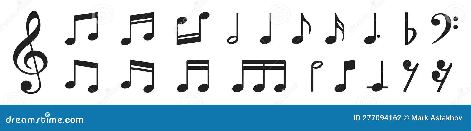 Music Notes Icon Set. Musical Note Icons. Music Elements. Vector ...