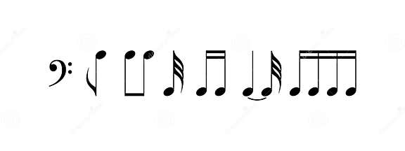 Music Notes Icon Set, Standard Music Notes Symbol Set, Vector ...