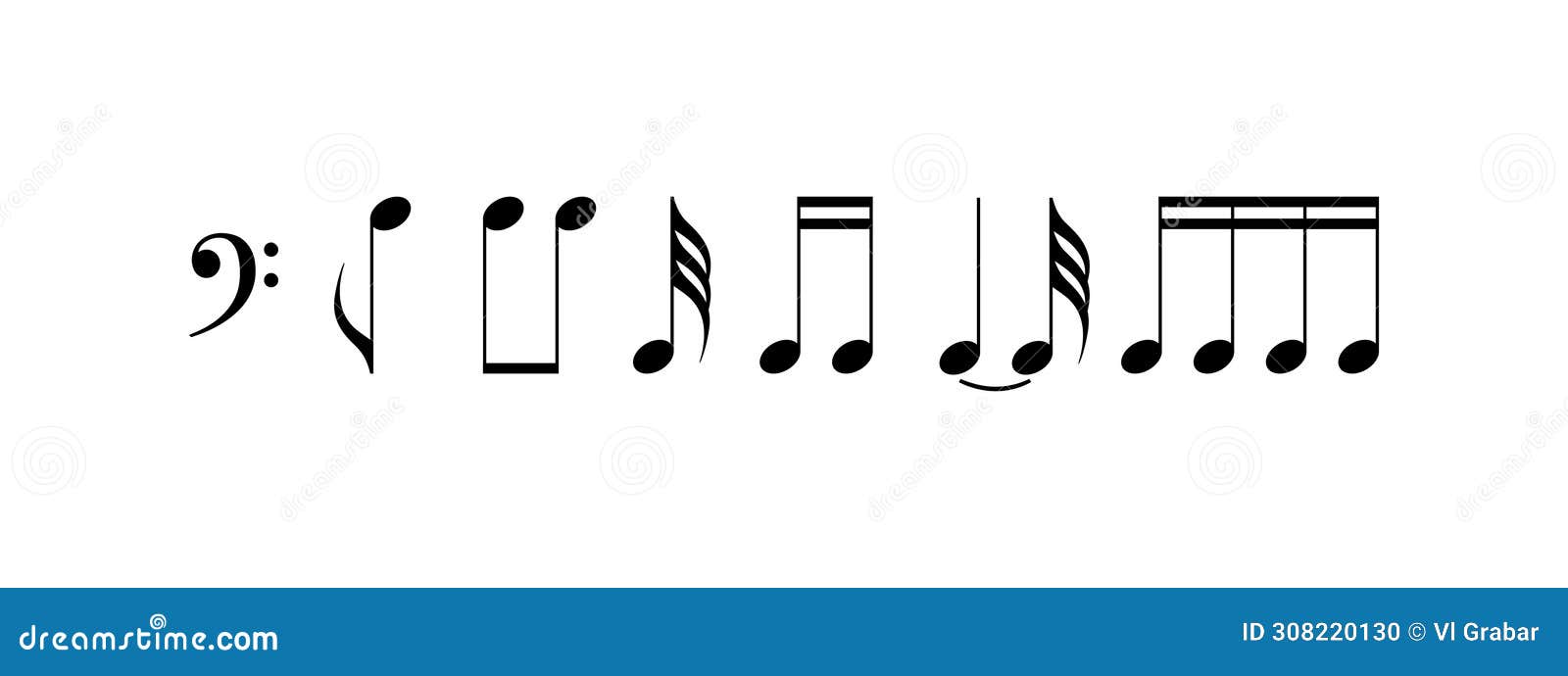 Music Notes Icon Set, Notes, Music, Violin Key. Standard Music Notes ...