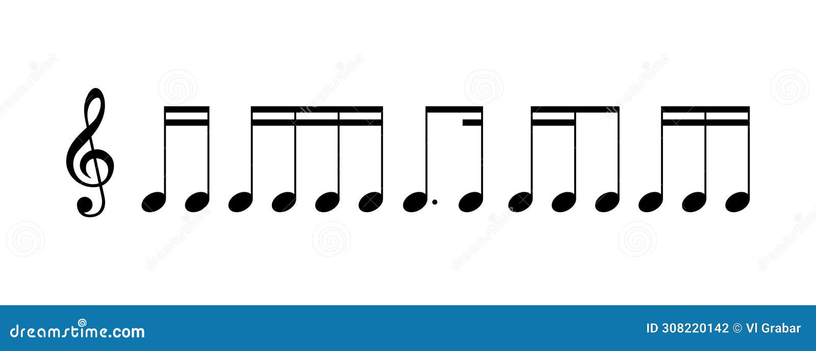 Music Notes Icon Set, Notes, Music, Violin Key. Standard Music Notes ...